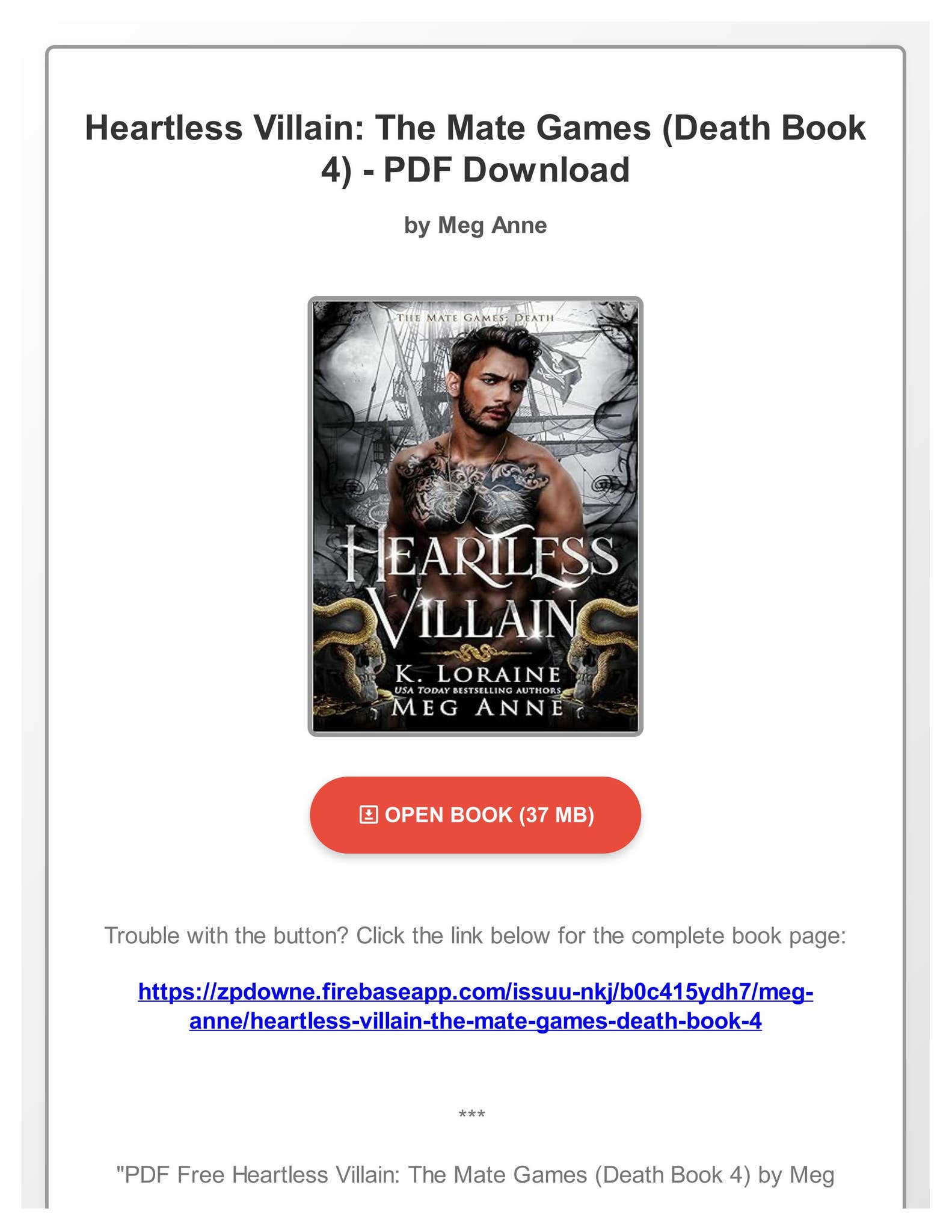 PDF Free Heartless Villain: The Mate Games (Death Book 4) by Meg Anne ...