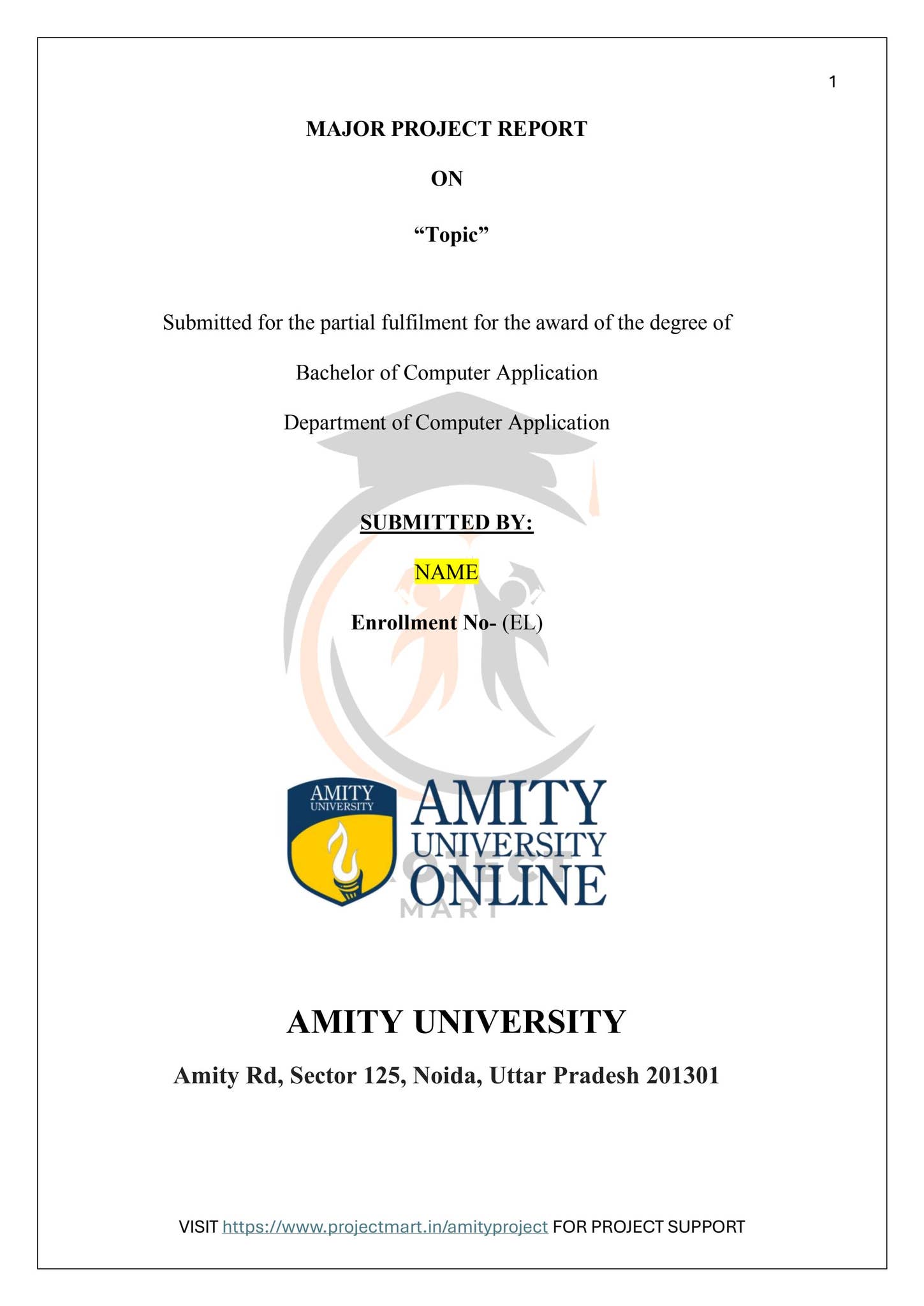 Amity Online BCA & MCA Project Report Samples and Formats by ...