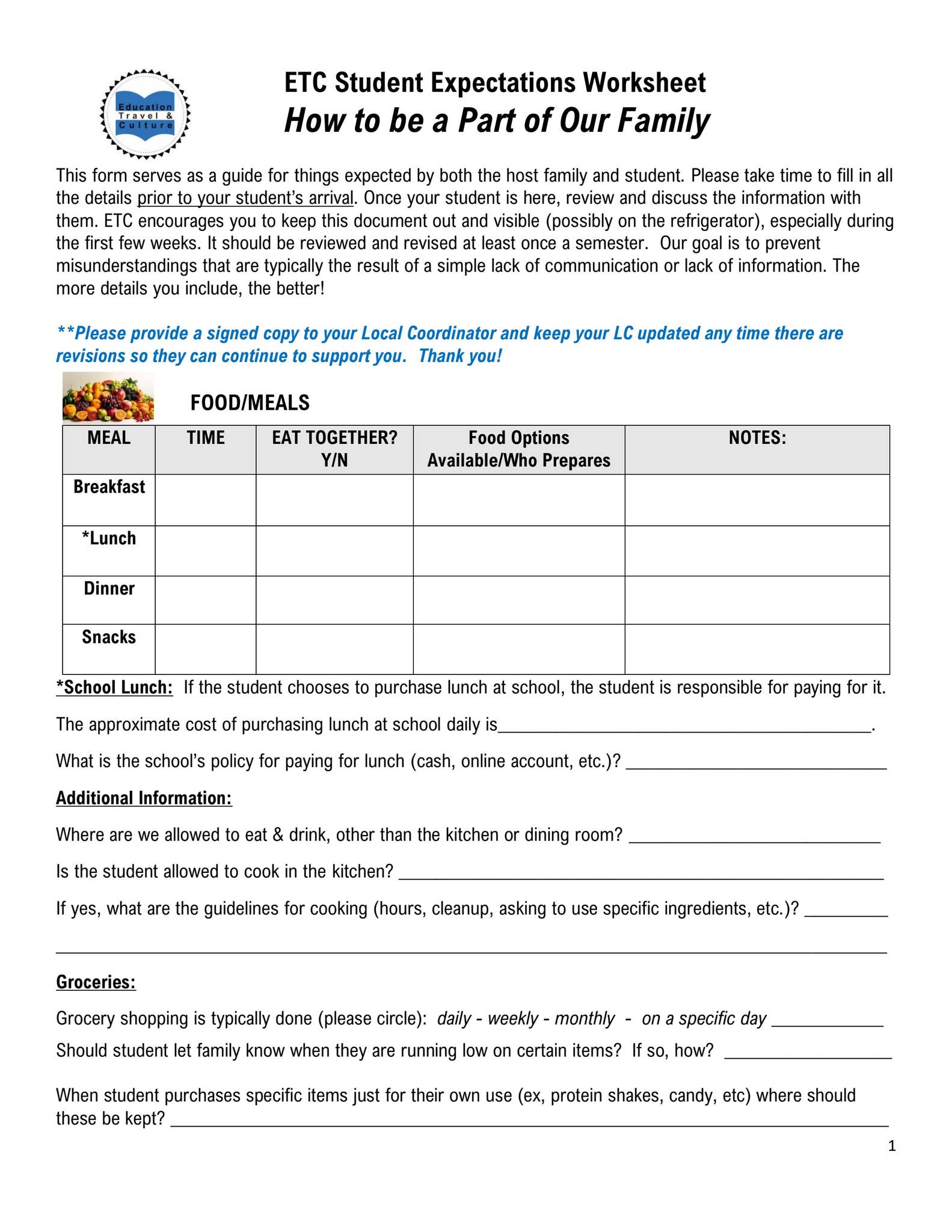 Expectation Worksheet by Education Travel & Culture - Issuu