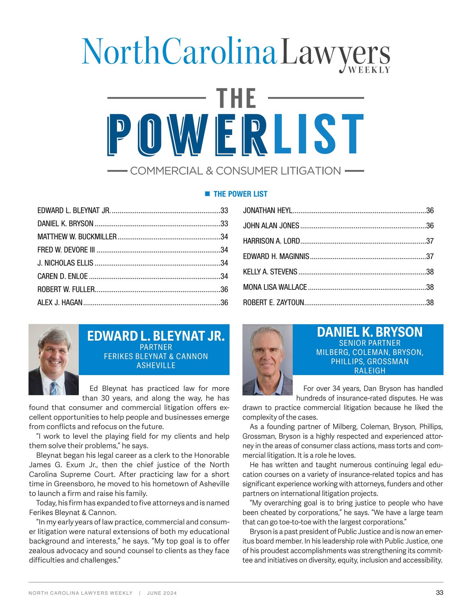 North Carolina Lawyers Weekly Commercial & Consumer Litigation Power ...