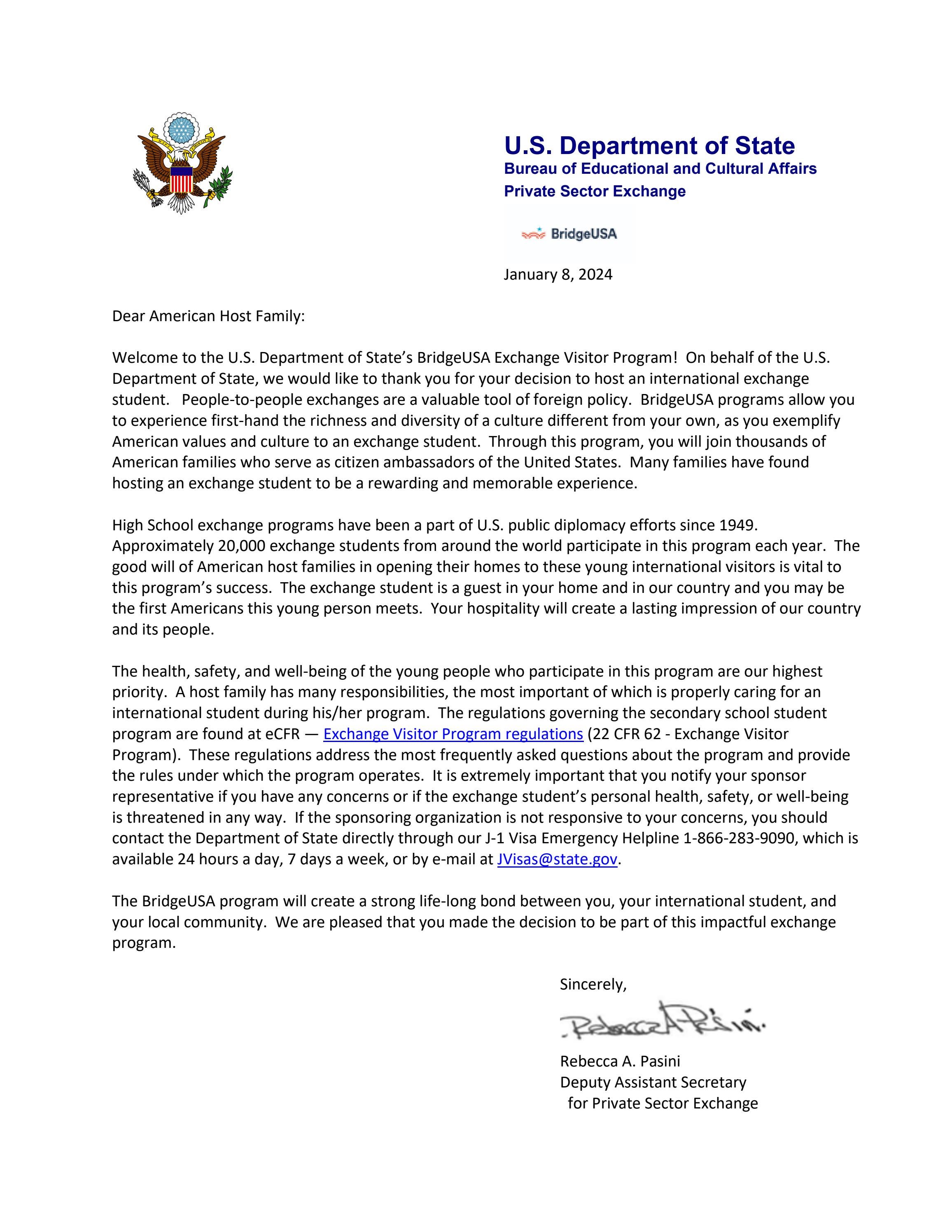 DoS: Host Family Welcome Letter by Education Travel & Culture - Issuu