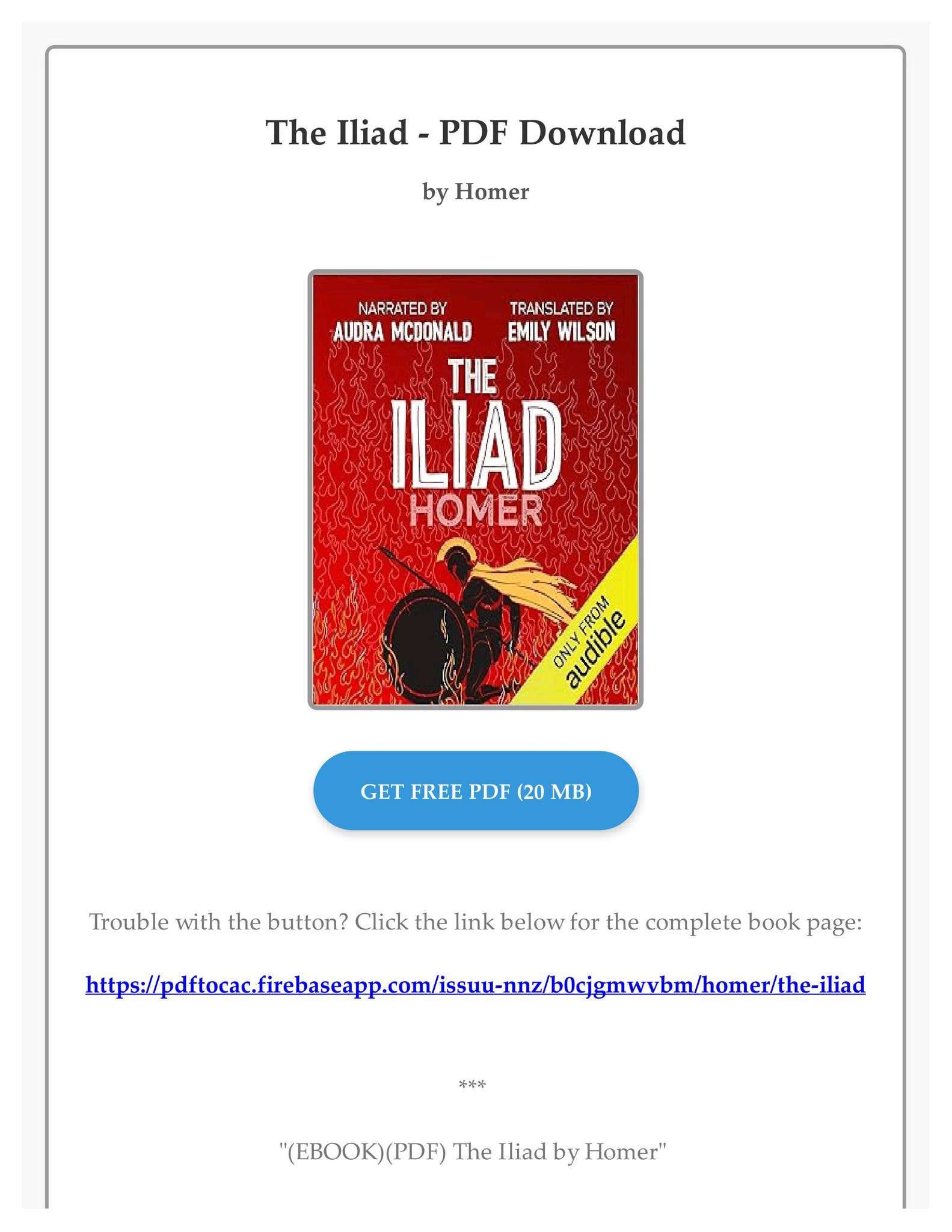 (EBOOK)(PDF) The Iliad by Homer by ChristaLangoshfg - Issuu