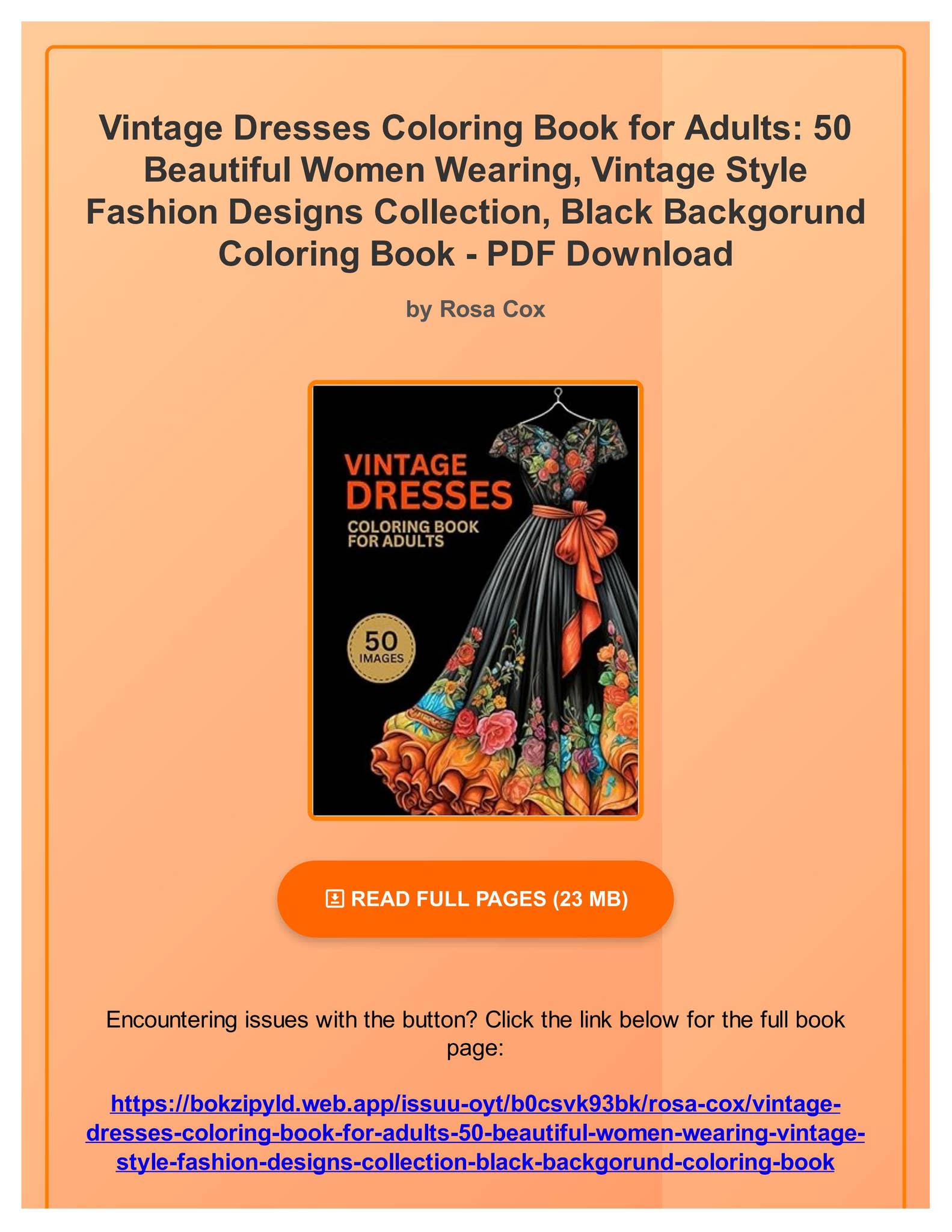 Pdf Free Vintage Dresses Coloring Book for Adults: 50 Beautiful Women ...