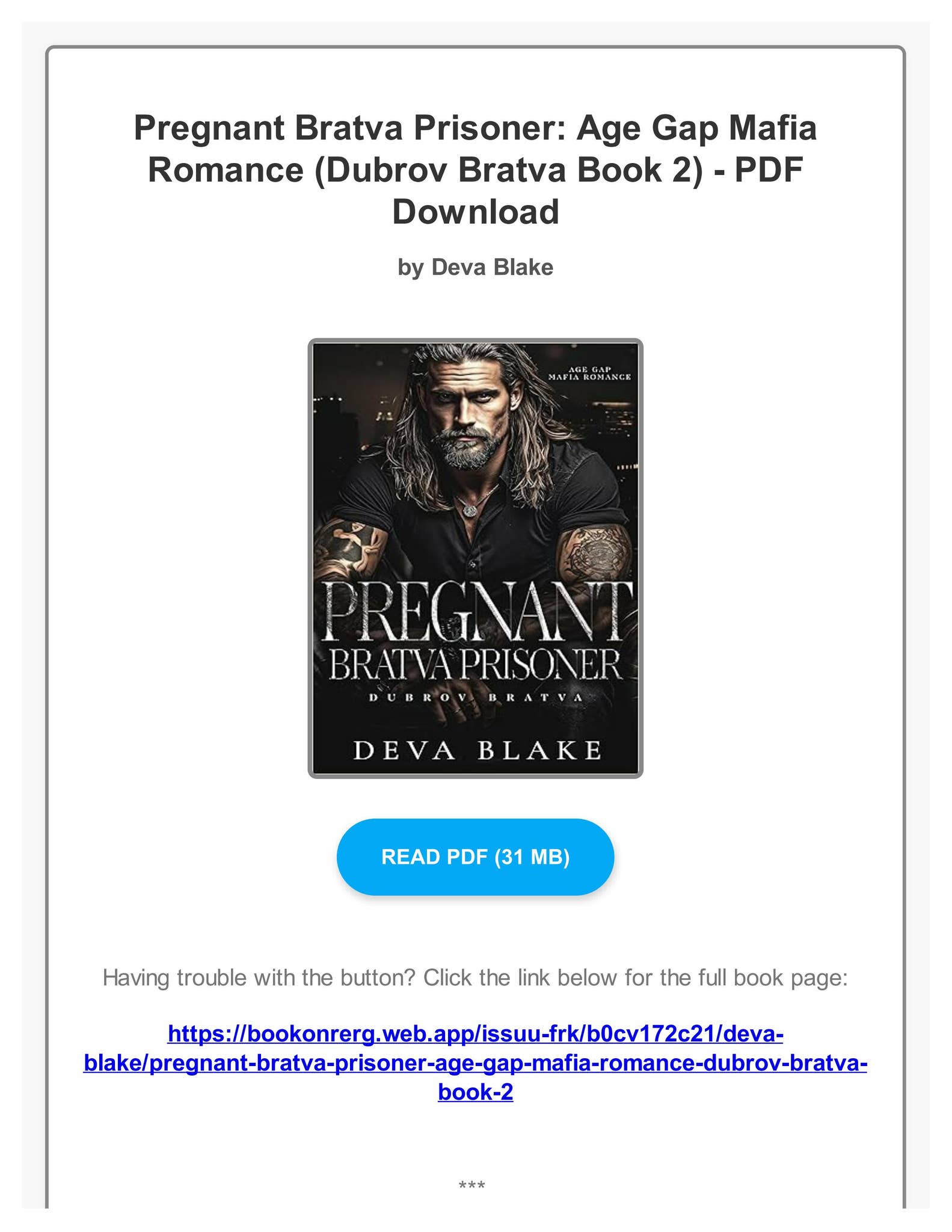 EBOOK) Pregnant Bratva Prisoner: Age Gap Mafia Romance (Dubrov Bratva Book 2) by Deva Blake by ...