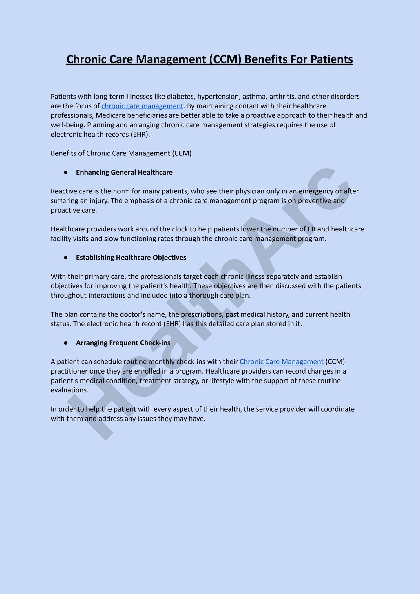 Chronic Care Management (CCM) Benefits For Patients by HealthArc - Issuu