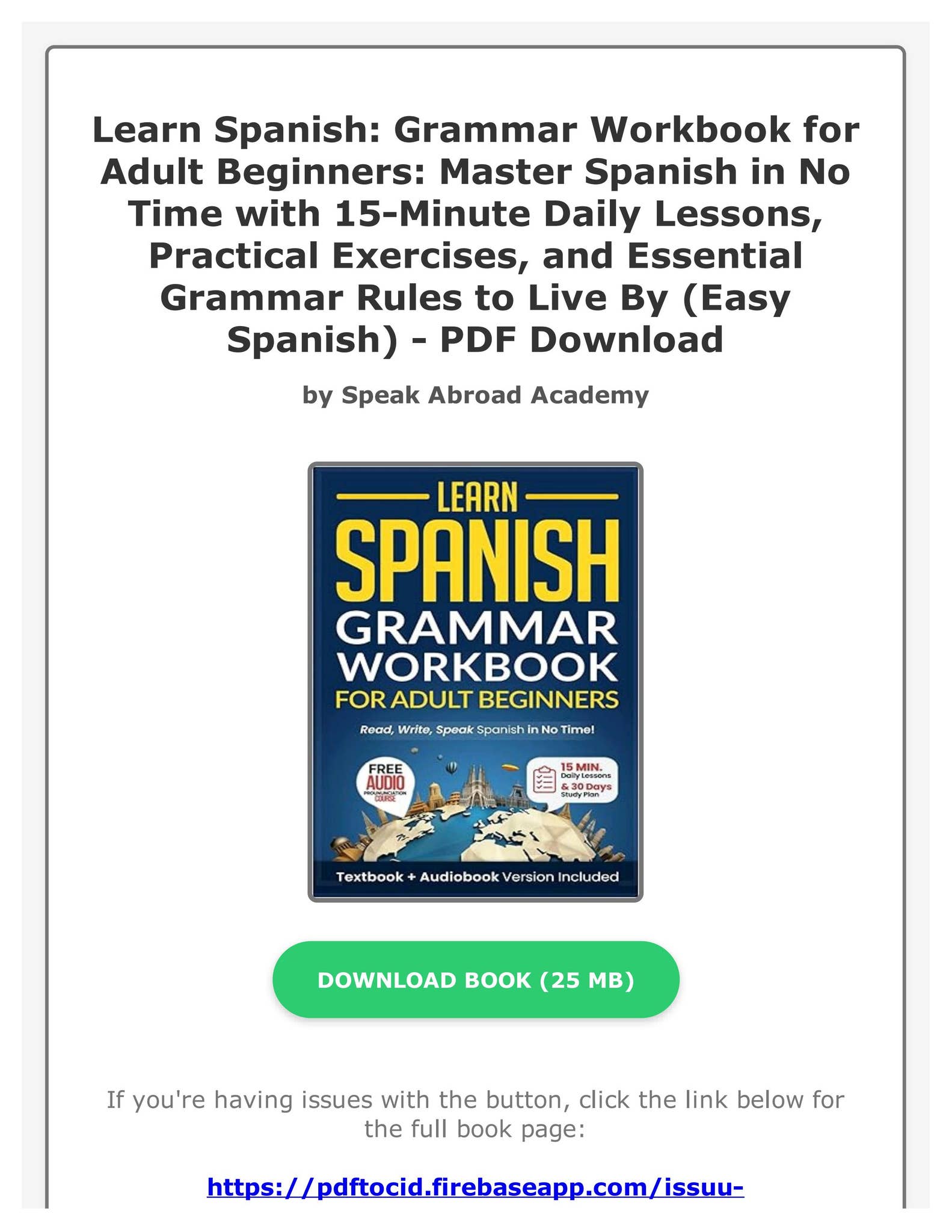 [PDF) Learn Spanish: Grammar Workbook for Adult Beginners: Master ...