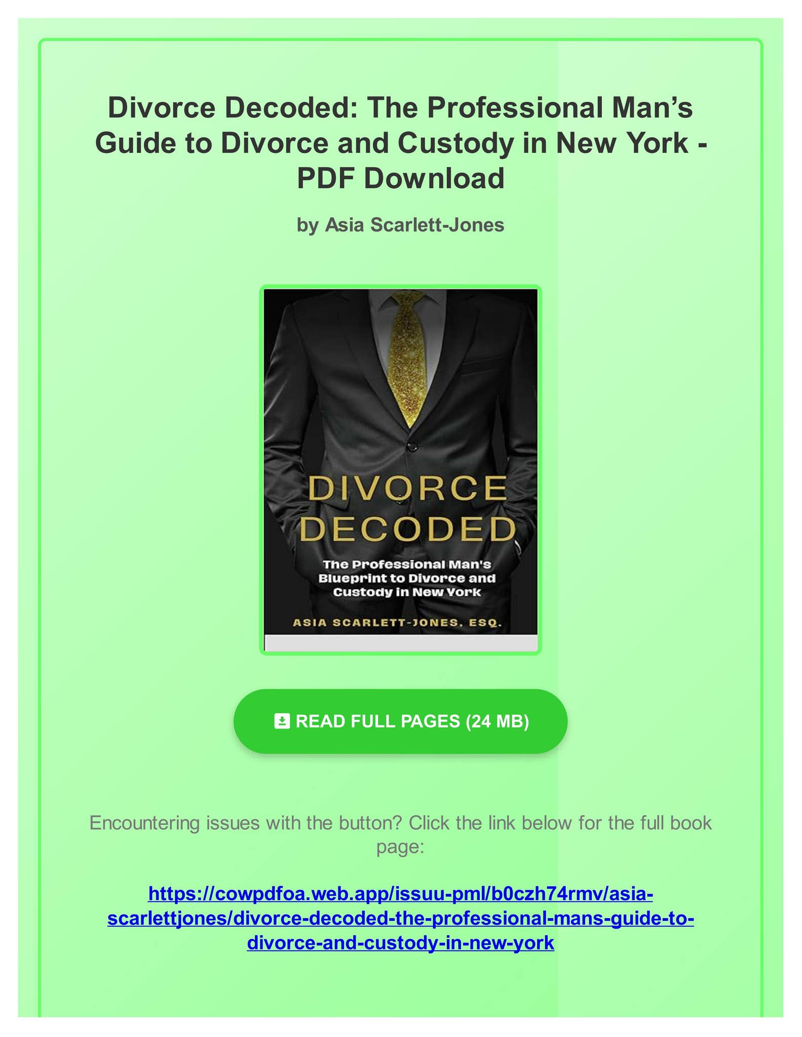 EBOOK Divorce Decoded: The Professional Man’s Guide to Divorce and Custody in New York by Asia ...