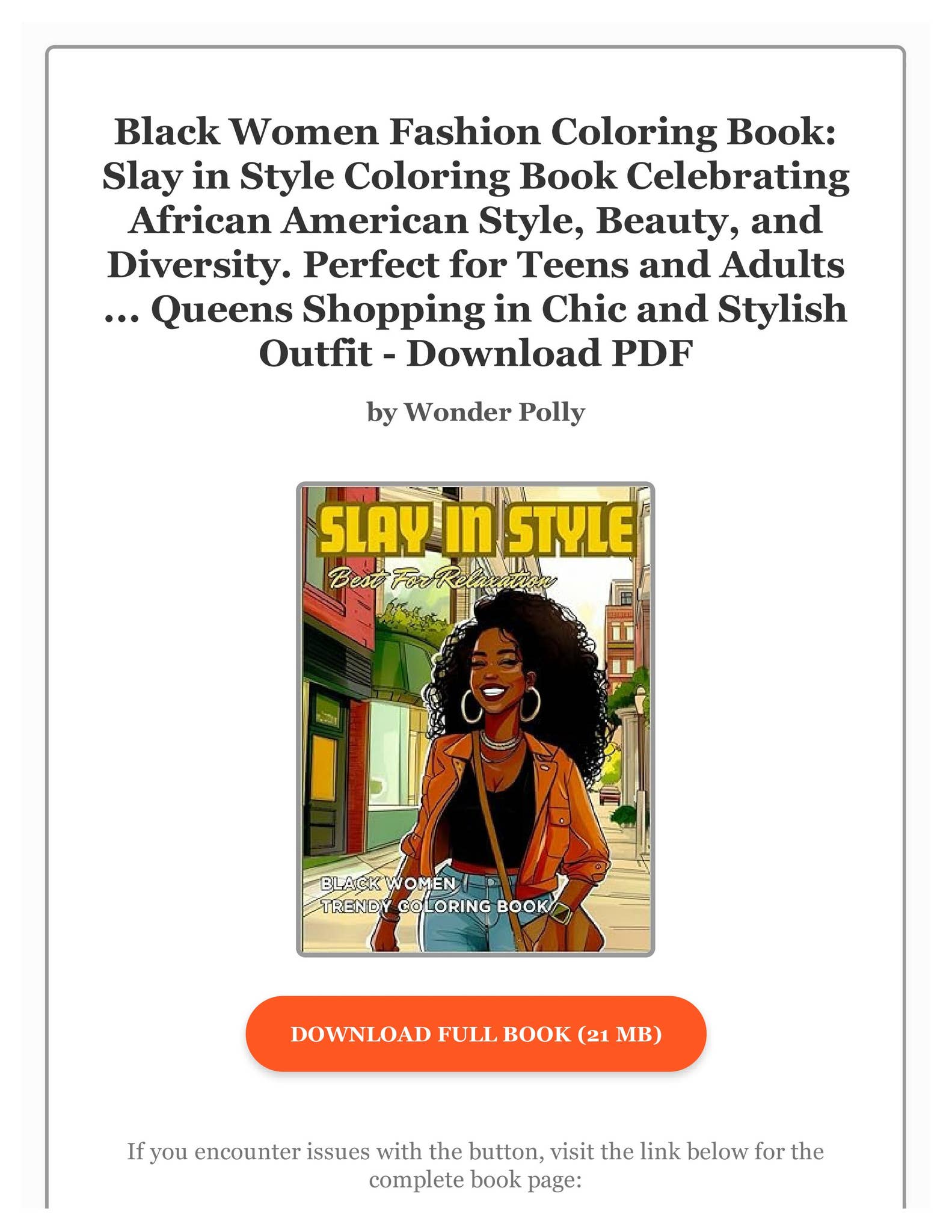 Ebook Black Women Fashion Coloring Book: Slay in Style Coloring Book ...
