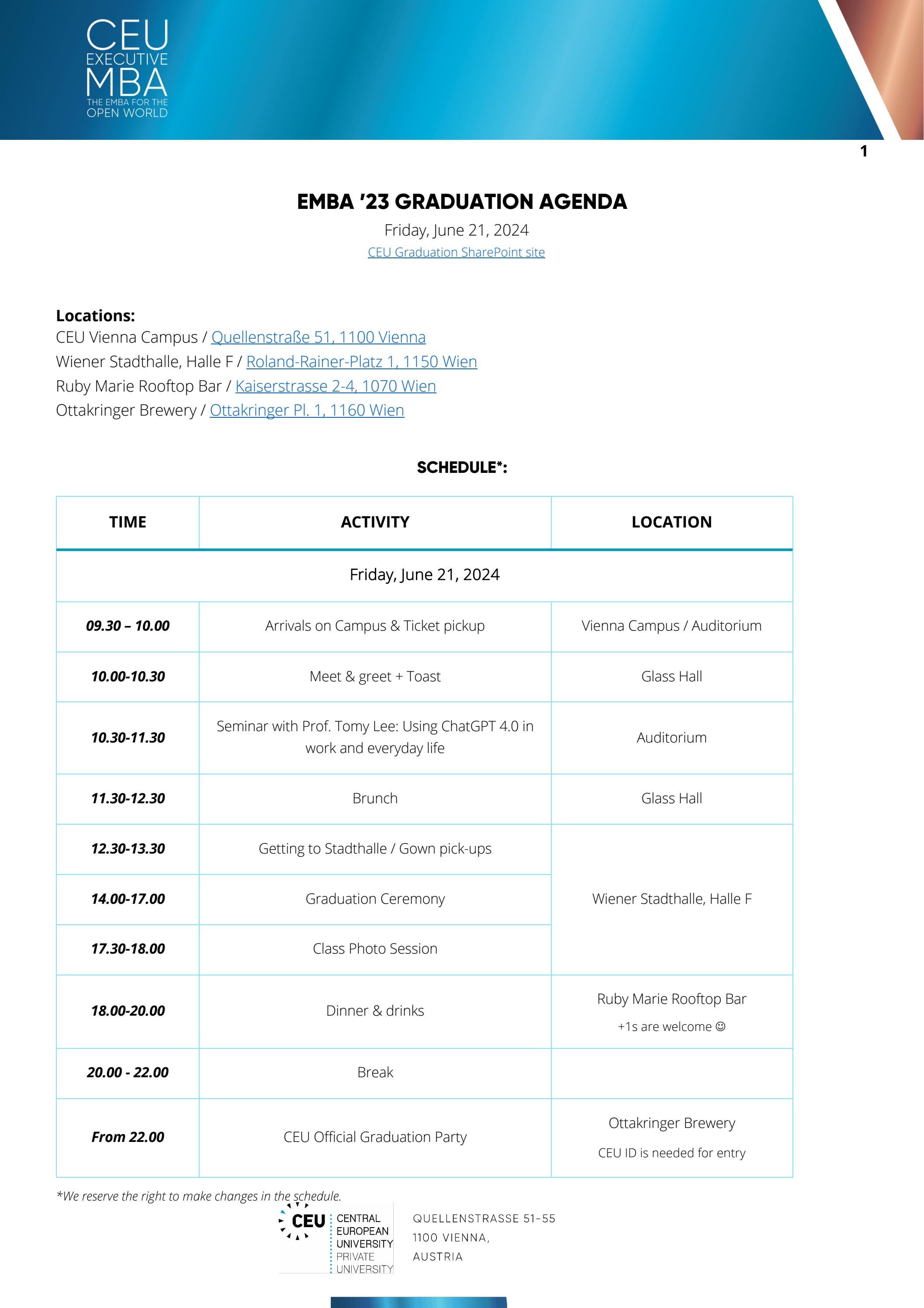 EMBA '23 Graduation Agenda by CEU Executive MBA - Issuu