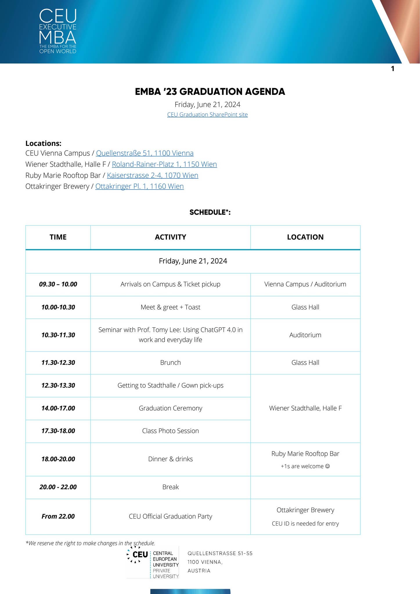 EMBA '23 Graduation Agenda by CEU Executive MBA - Issuu