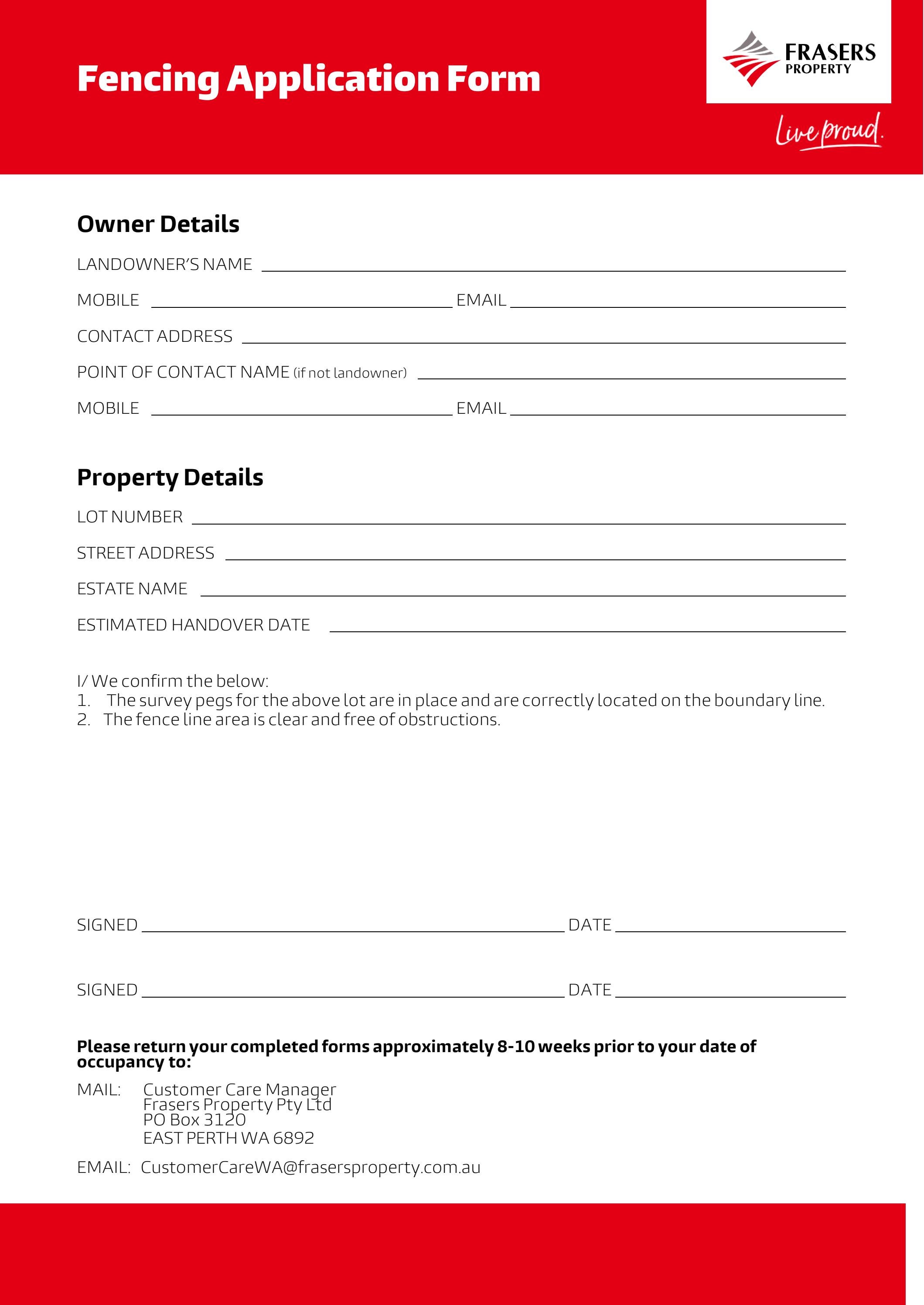 Fencing Application Form by Frasers Property Australia - Issuu