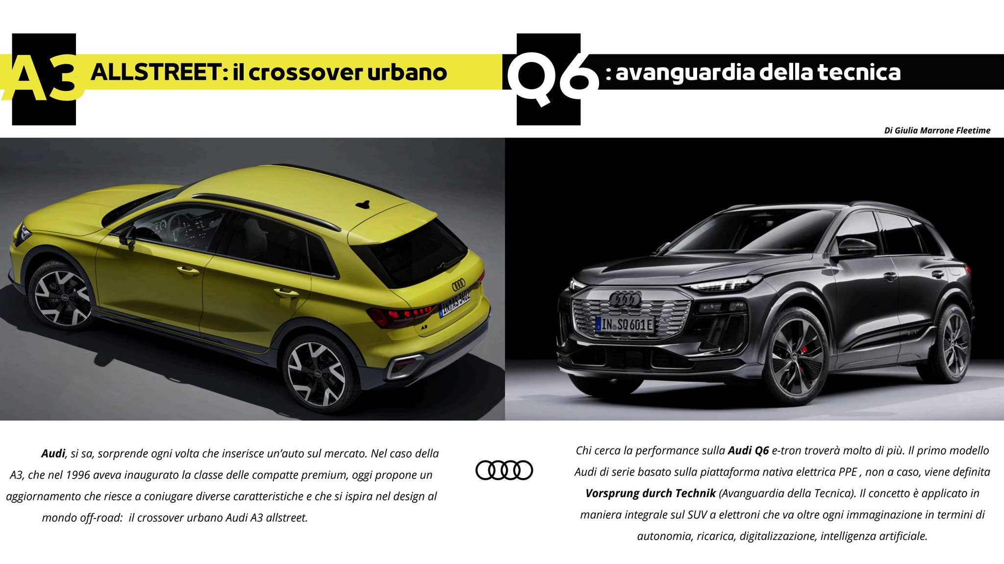 Audi: Innovazione dall'A3 allstreet alla Q6 e-tron by Fleetime - Issuu