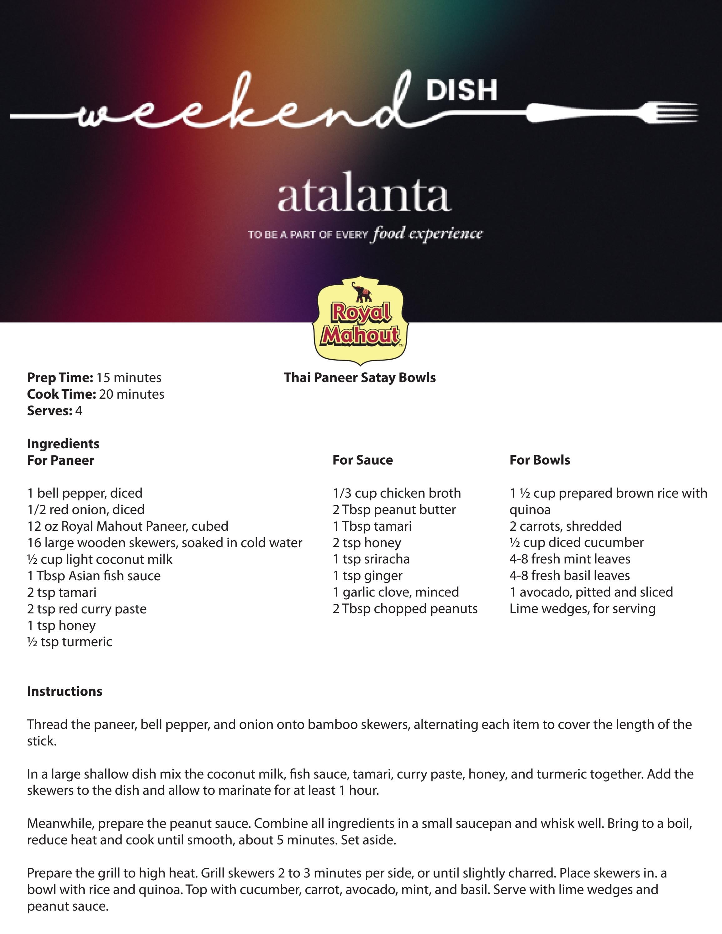 Royal Mahout Paneer Satay Bowls by Atalanta Corp. - Issuu