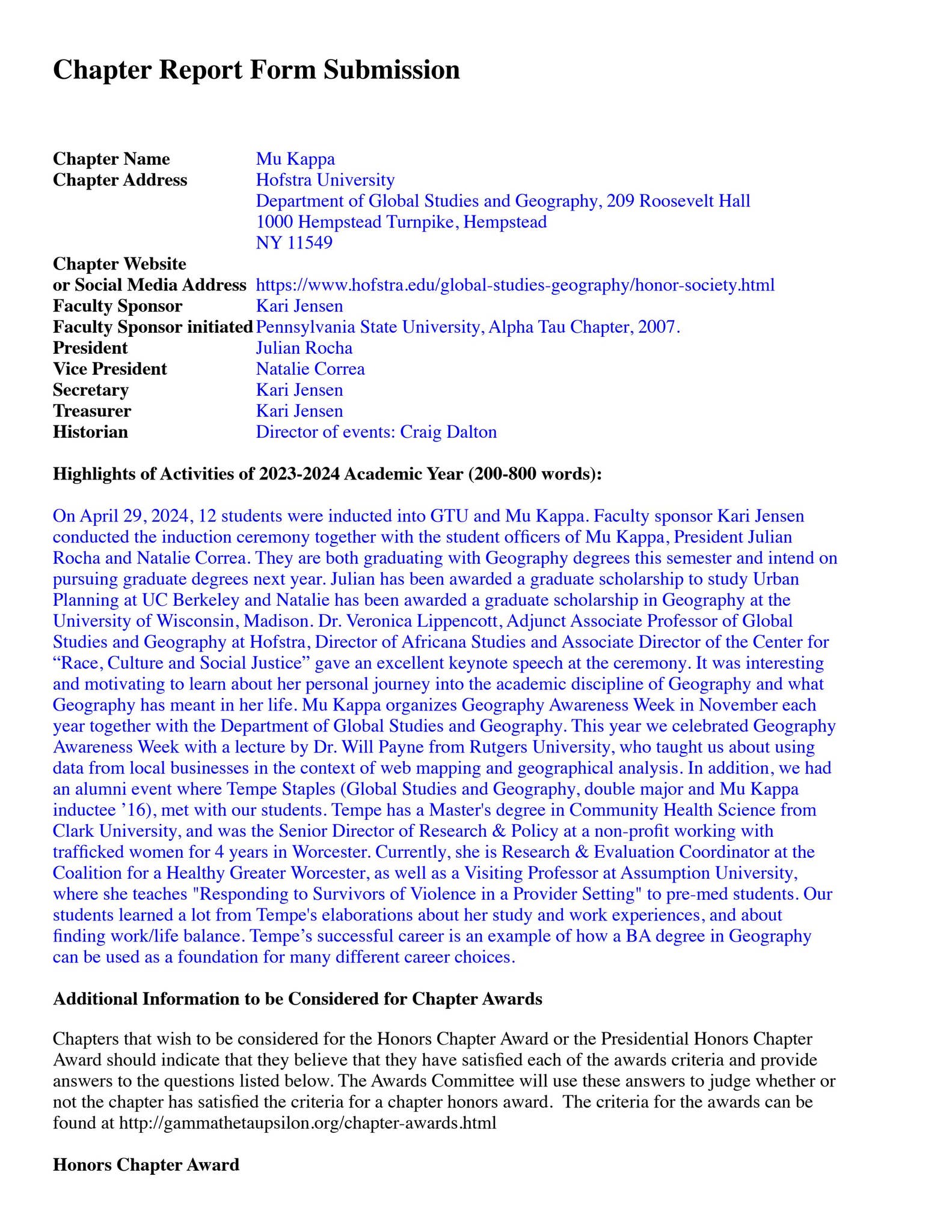 Mu Kappa annual report 2023-24 Gamma Theta Upsilon International ...