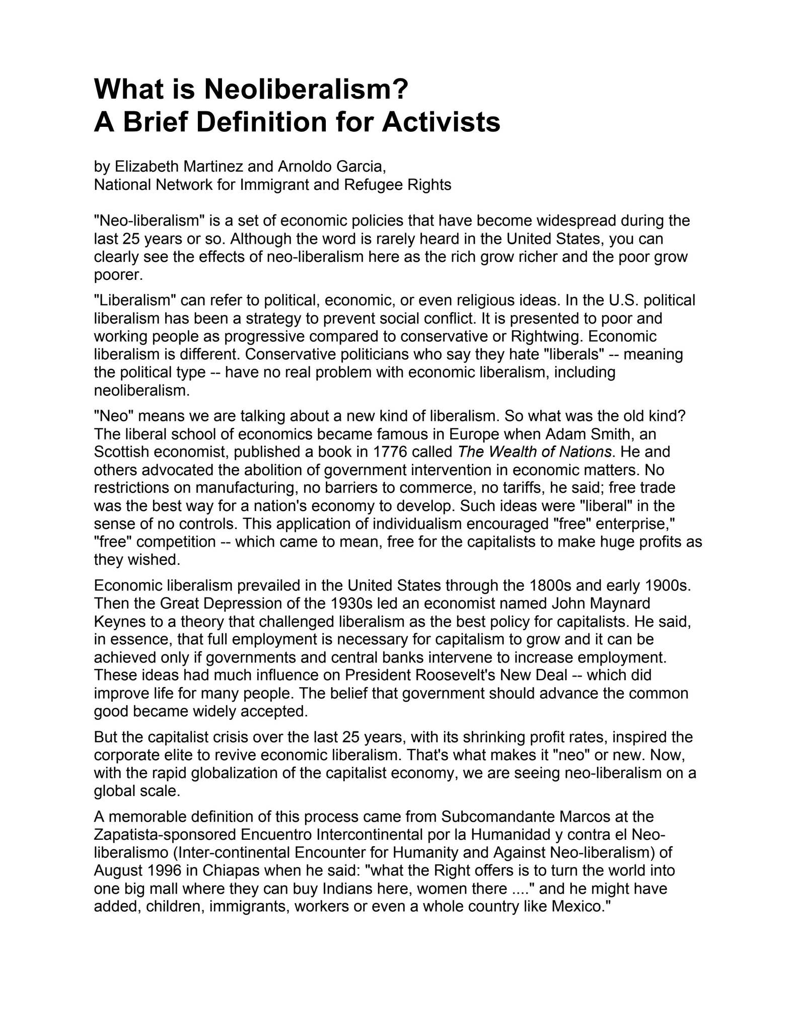 What is Neoliberalism? A Brief Definition for Activists by demandside ...