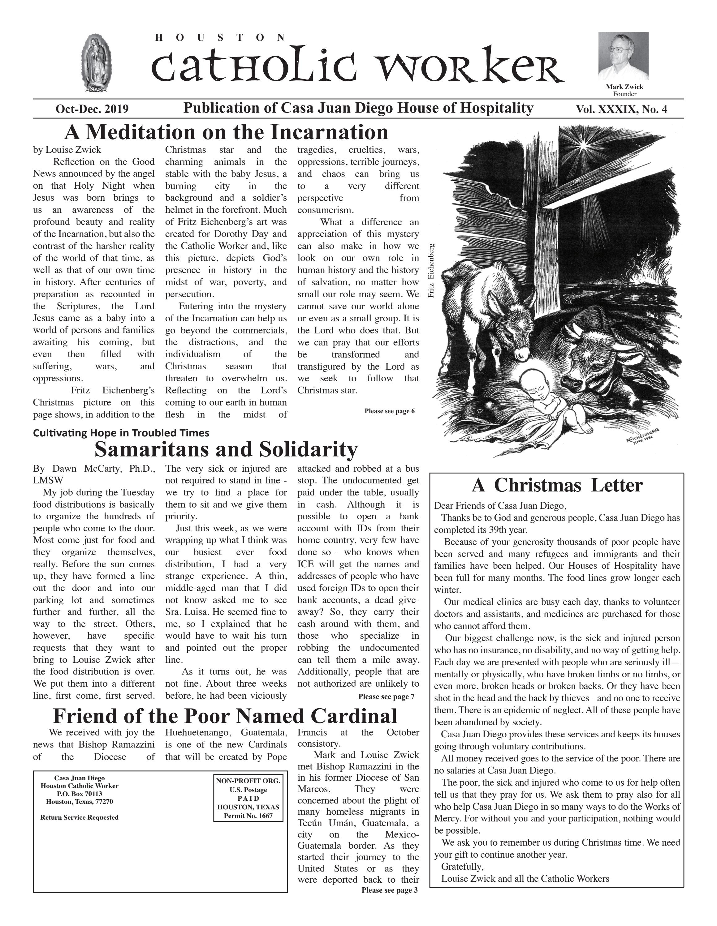 HCW newspaper. Oct 2019. Vol. XXXIX, No. 4. by Houston Catholic Worker ...