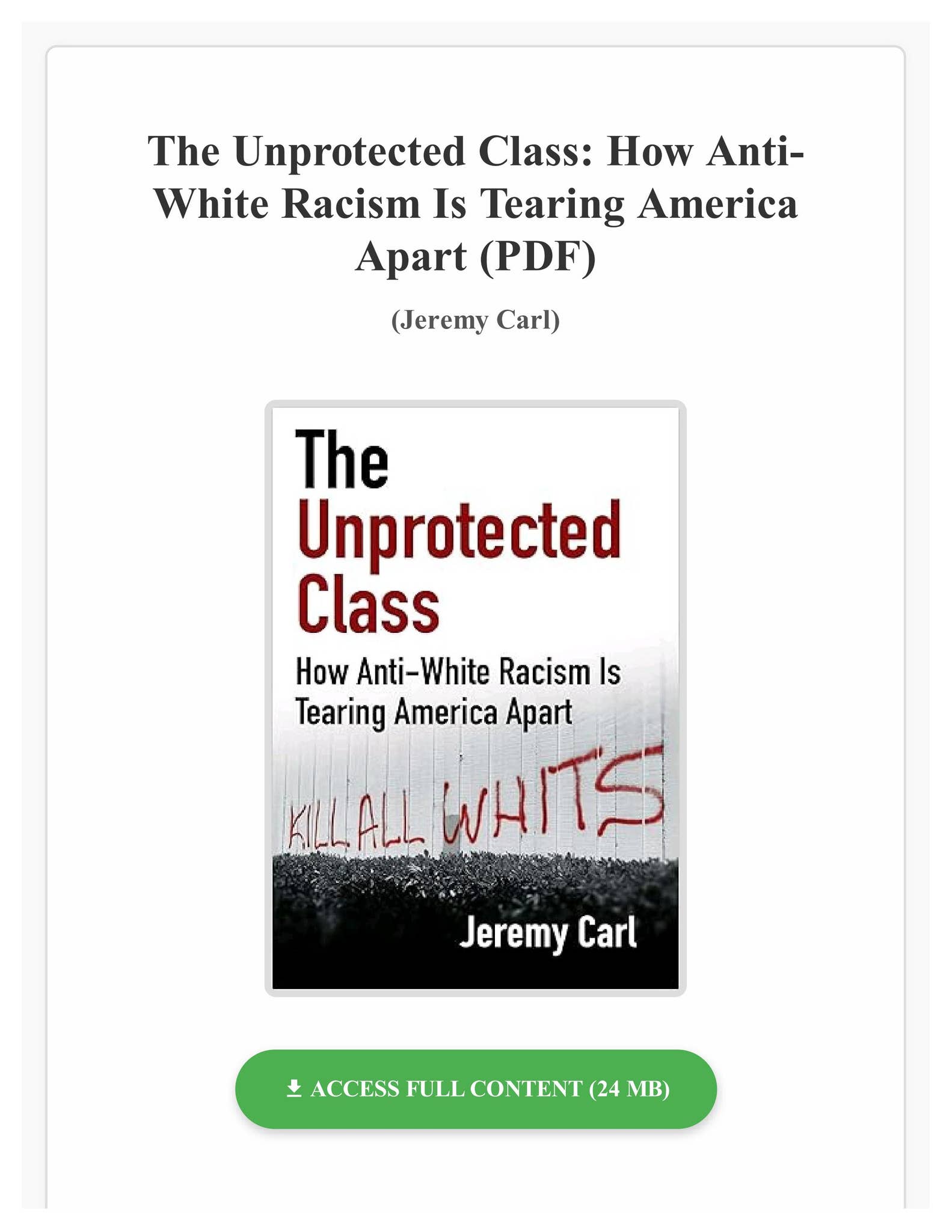 DOWNLOAD The Unprotected Class: How Anti-White Racism Is Tearing ...
