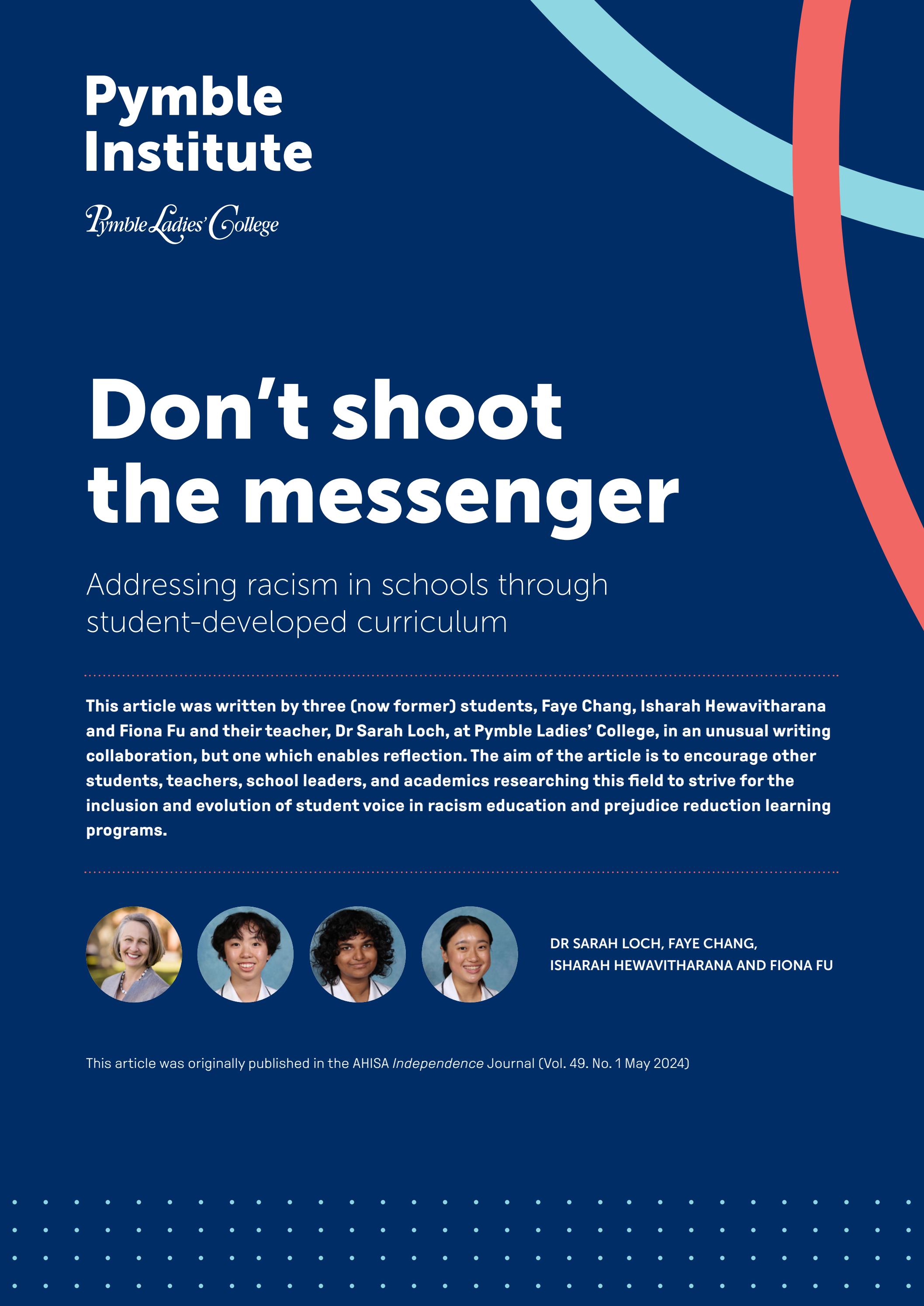 Pymble Institute: Don't shoot the messenger by Pymble Ladies' College ...