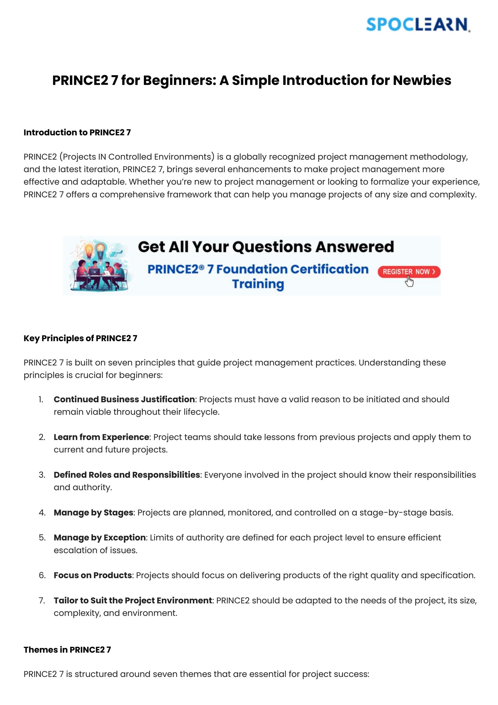 PRINCE2 for Beginner Simple Introduction by Spoclearn Inc - Issuu