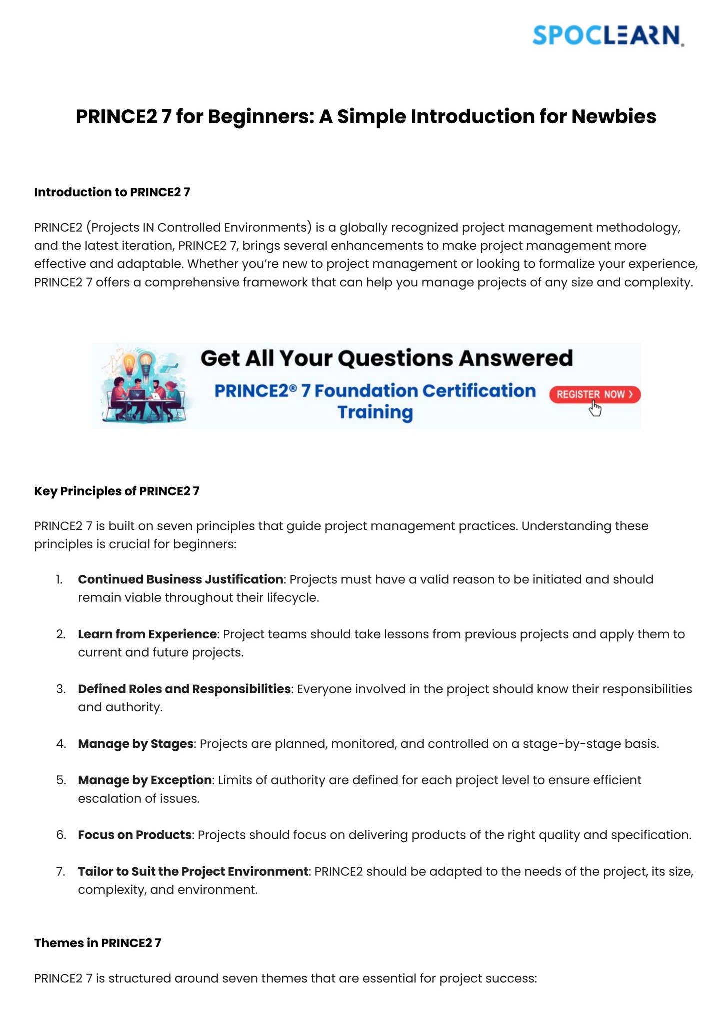 PRINCE2 for Beginner Simple Introduction by Spoclearn Inc - Issuu