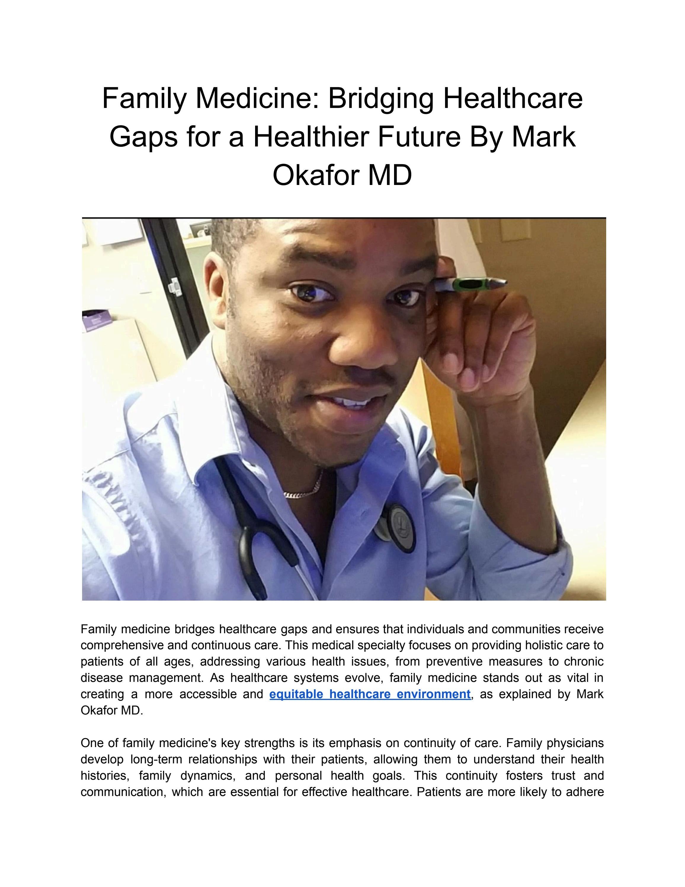 Family Medicine: Bridging Healthcare Gaps for a Healthier Future by ...