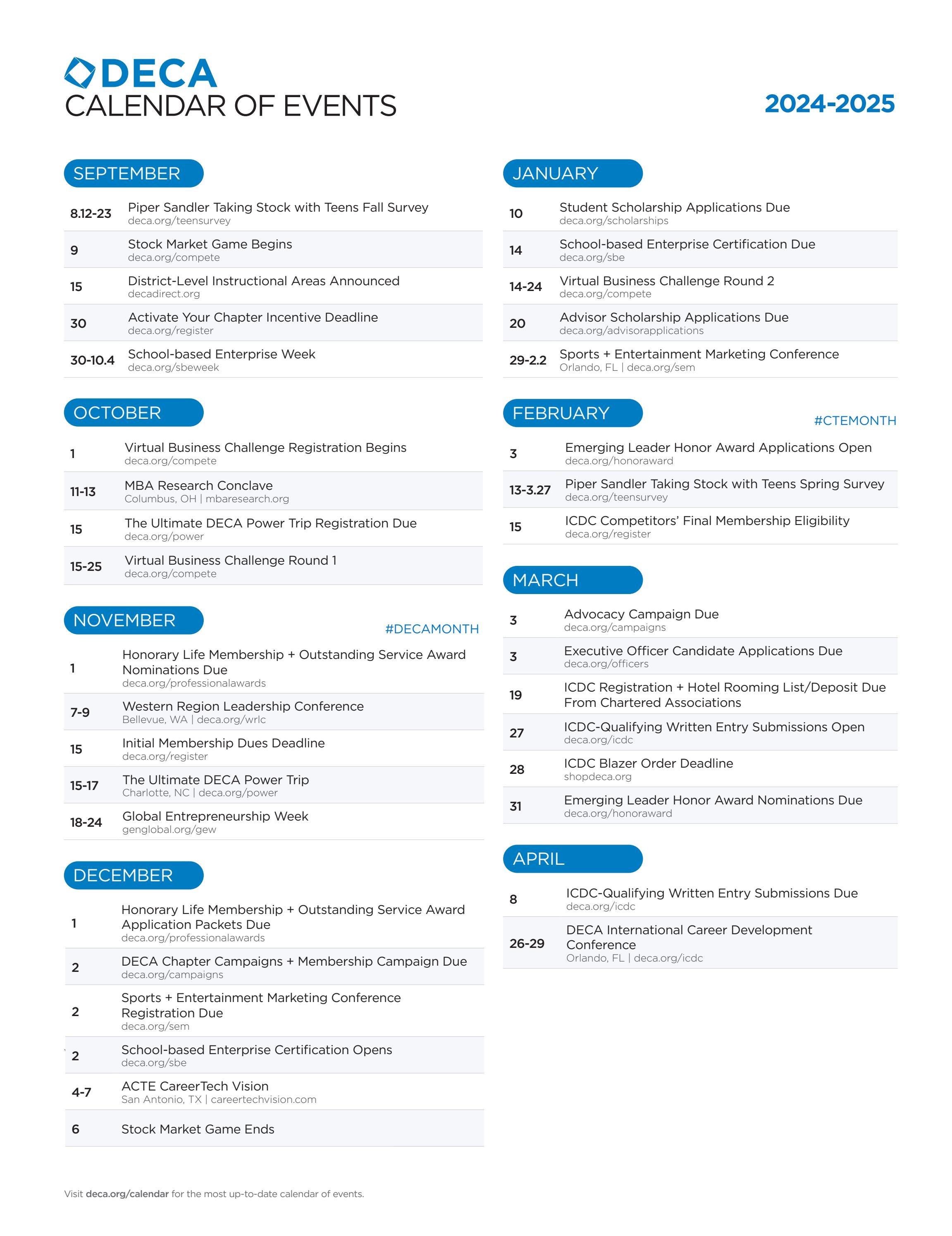 DECA Calendar of Events by DECA Inc. - Issuu