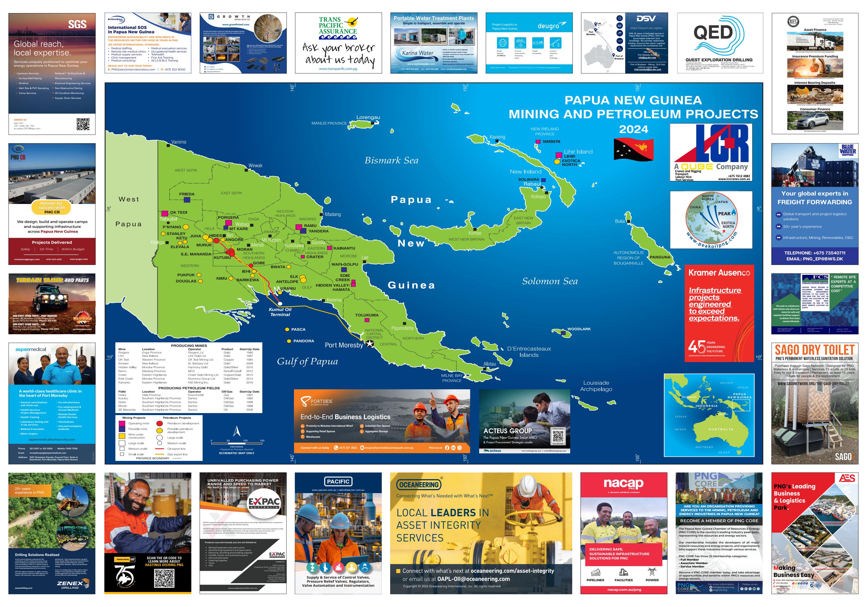 2024 Papua New Guinea Mineral & Petroleum Field Map by Brimble ...