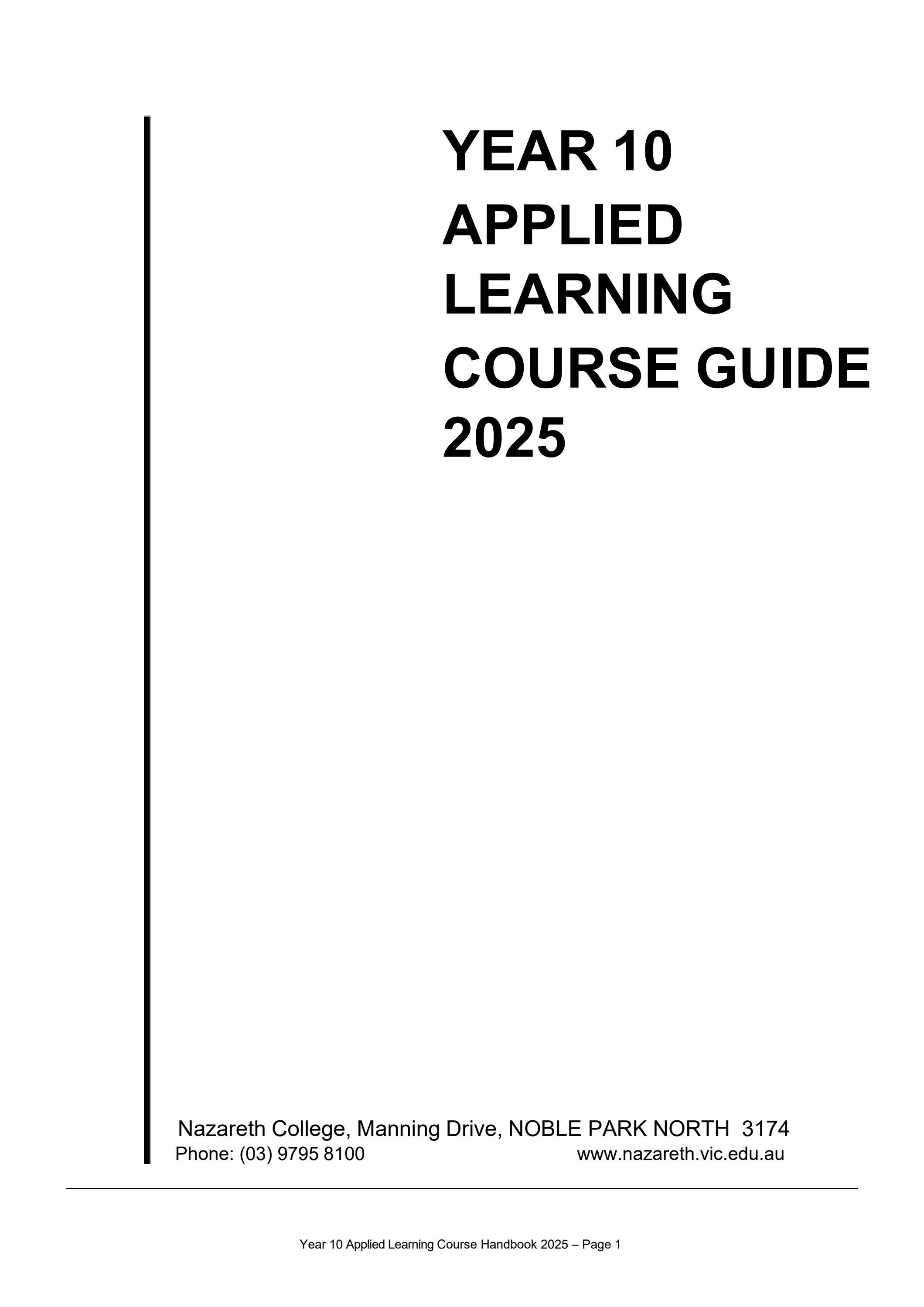 Year 10 Applied Learning Course Guide 2025 by nazarethcollege - Issuu