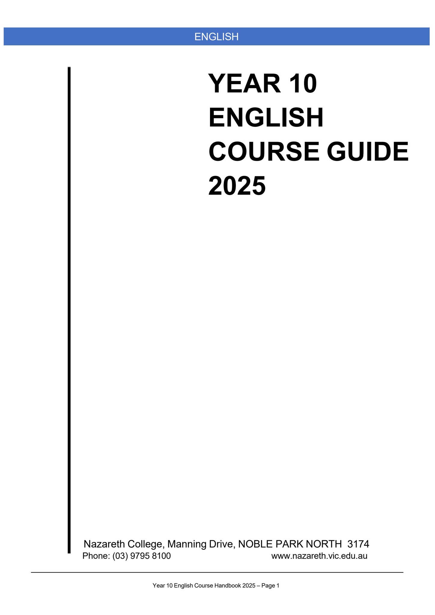 Year 10 English Course Guide 2025 by nazarethcollege - Issuu