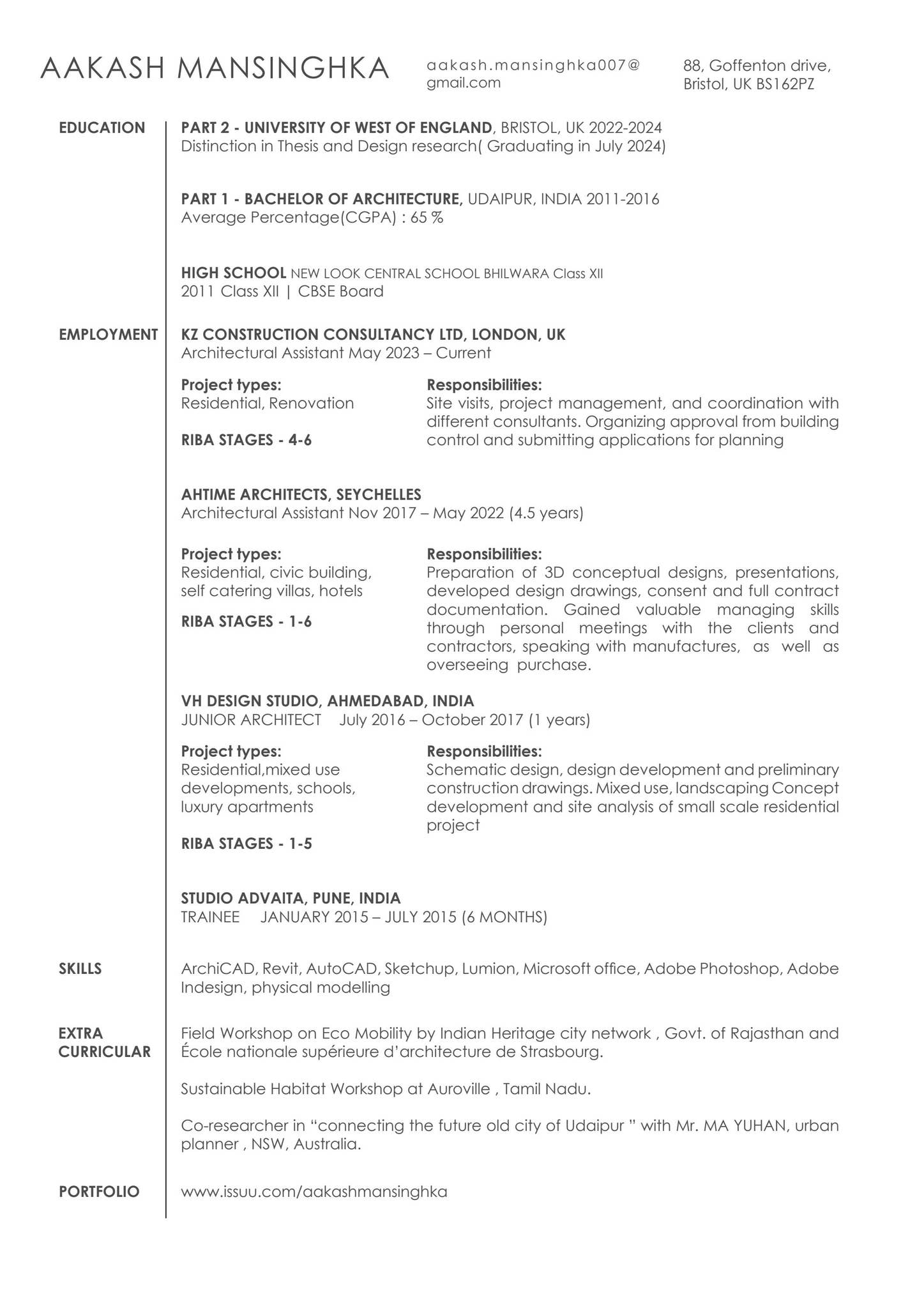 Aakash Mansinghka_CV by Aakash Mansinghka - Issuu