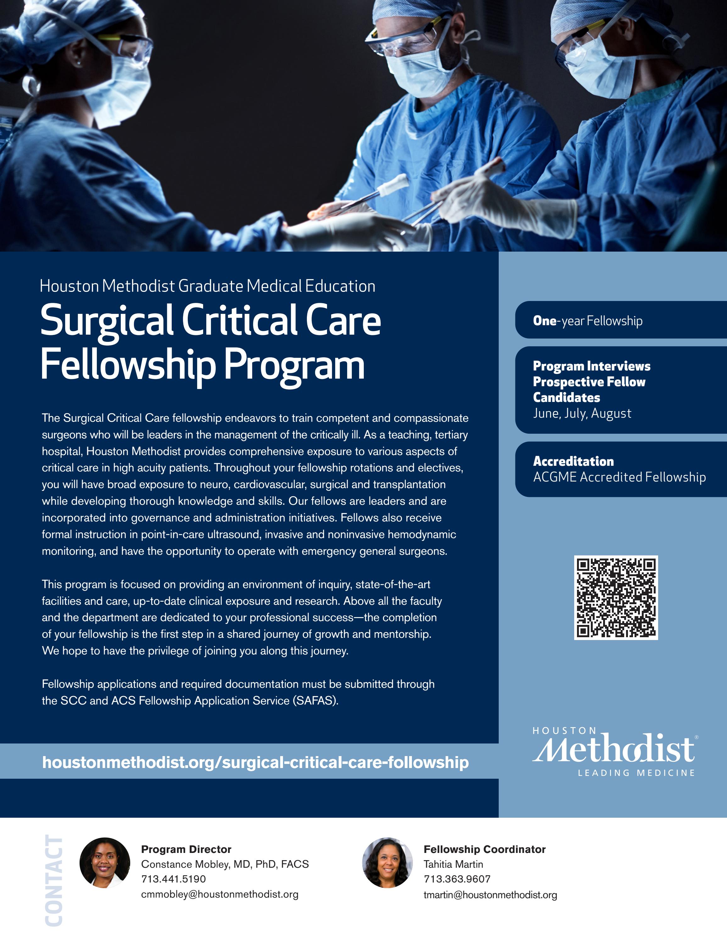Surgical Critical Care Fellowship Program Flyer by Houston Methodist ...