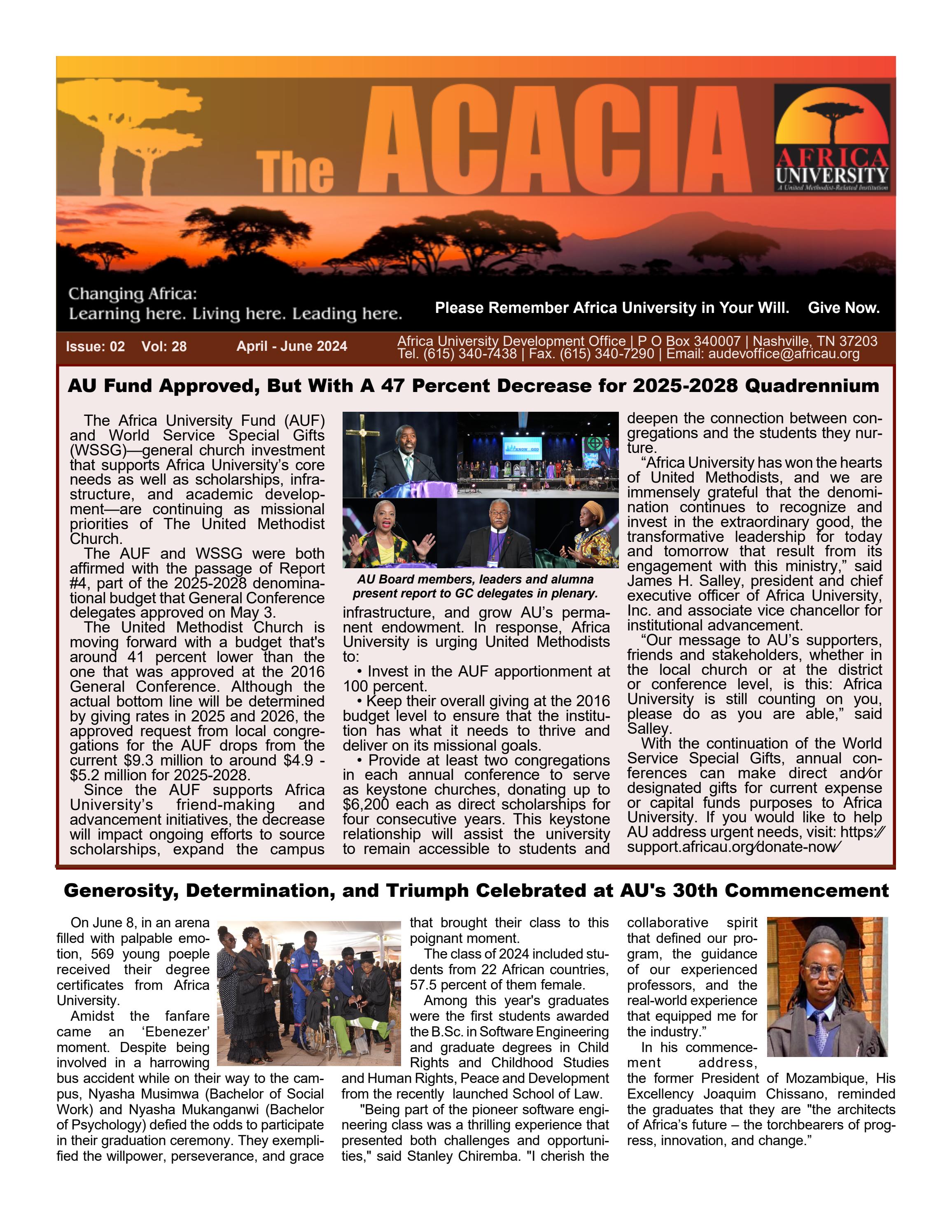 AU Acacia eNews - June 2024 by Africa University Development Office - Issuu