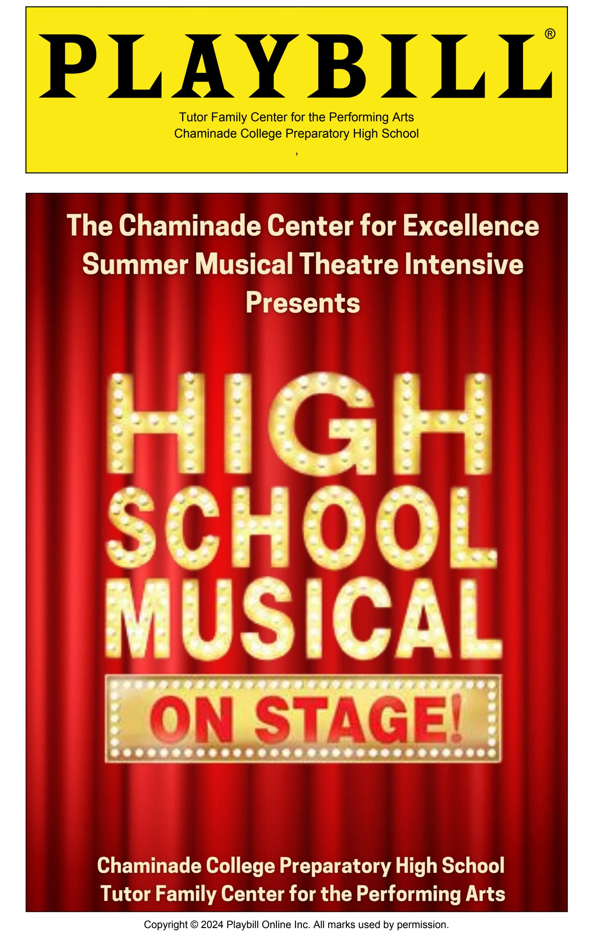 Center For Excellence - High School Musical by Chaminade College ...
