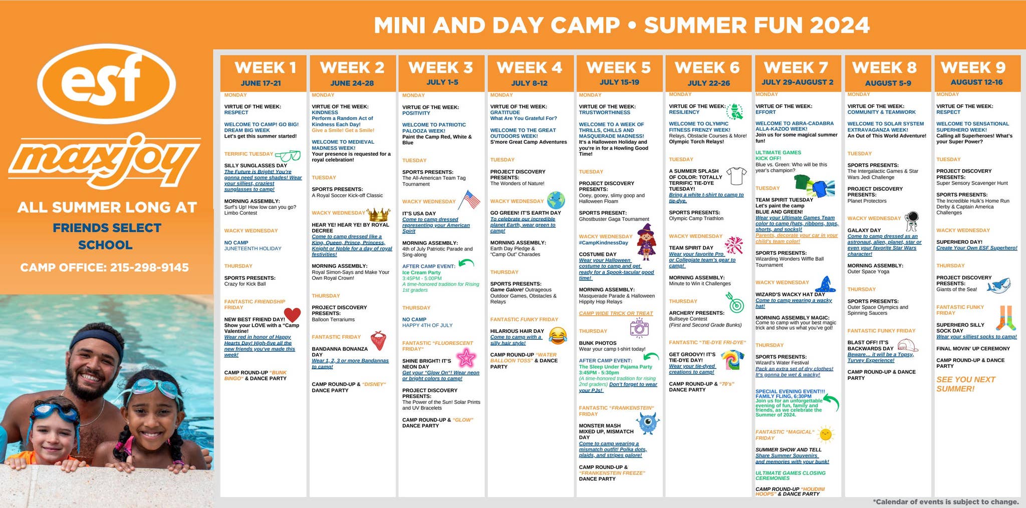 ESF Camps - Friends Select School - Mini/Day Camp Calendar 2024 by ESF ...