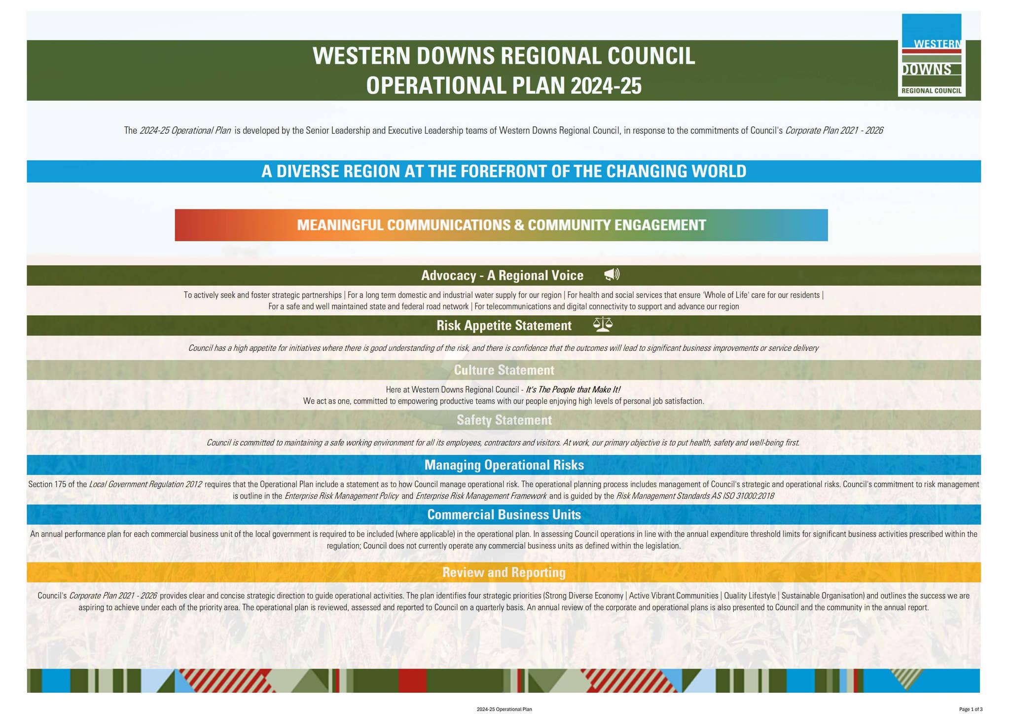 Western Downs Regional Council Operational Plan 2024-25 by Western ...