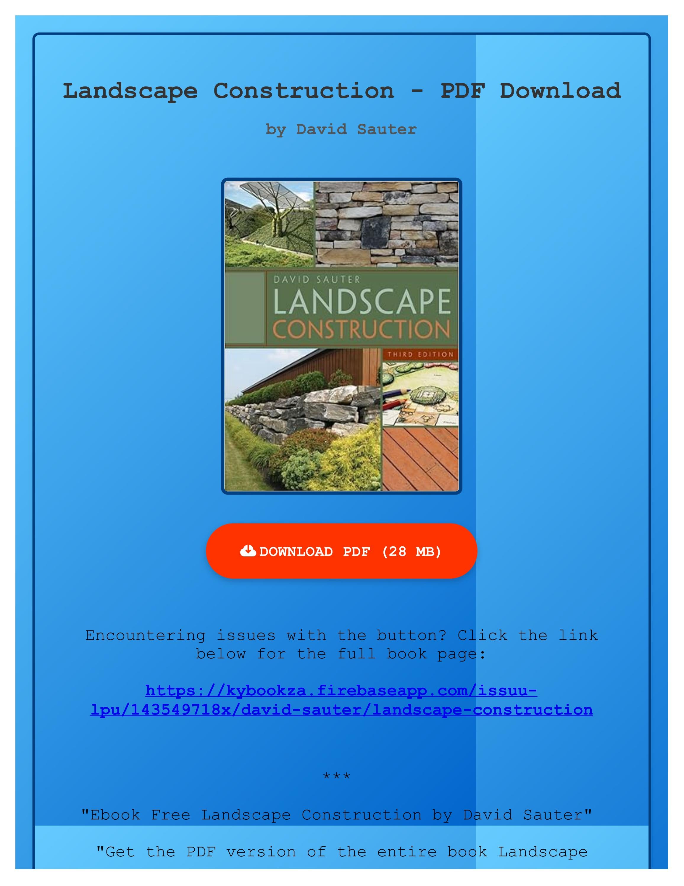 Ebook Free Landscape Construction by David Sauter by BrionnaKihnhi - Issuu