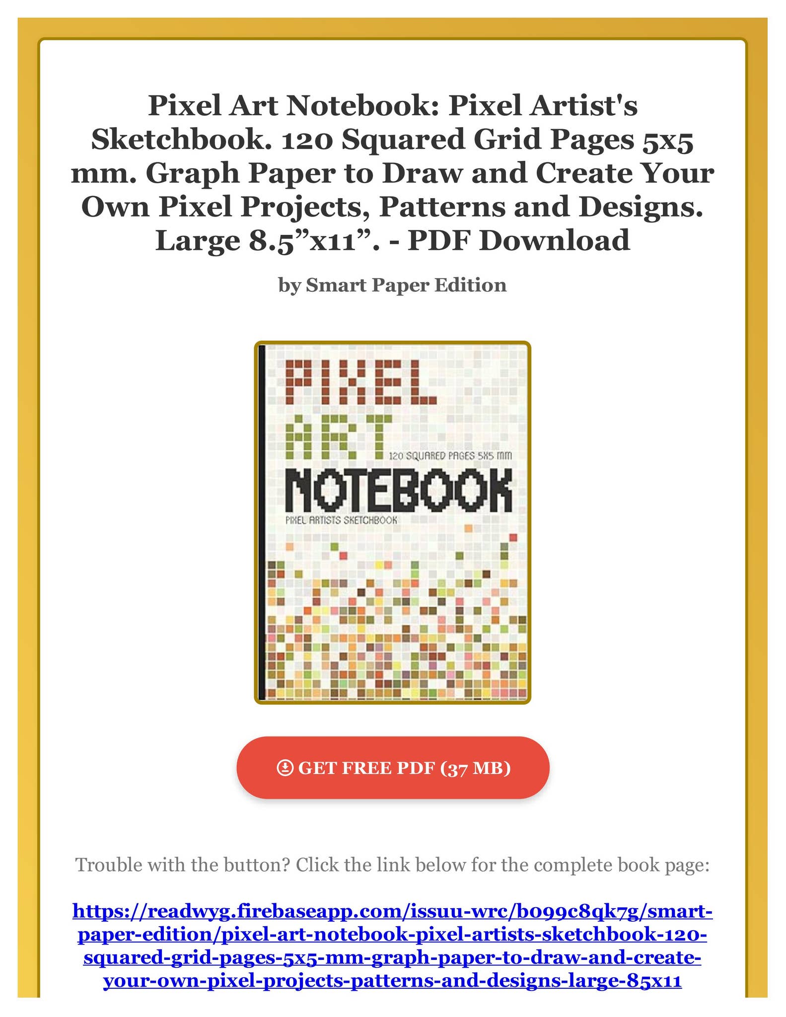 (PDF) Pixel Art Notebook: Pixel Artist's Sketchbook. 120 Squared Grid ...