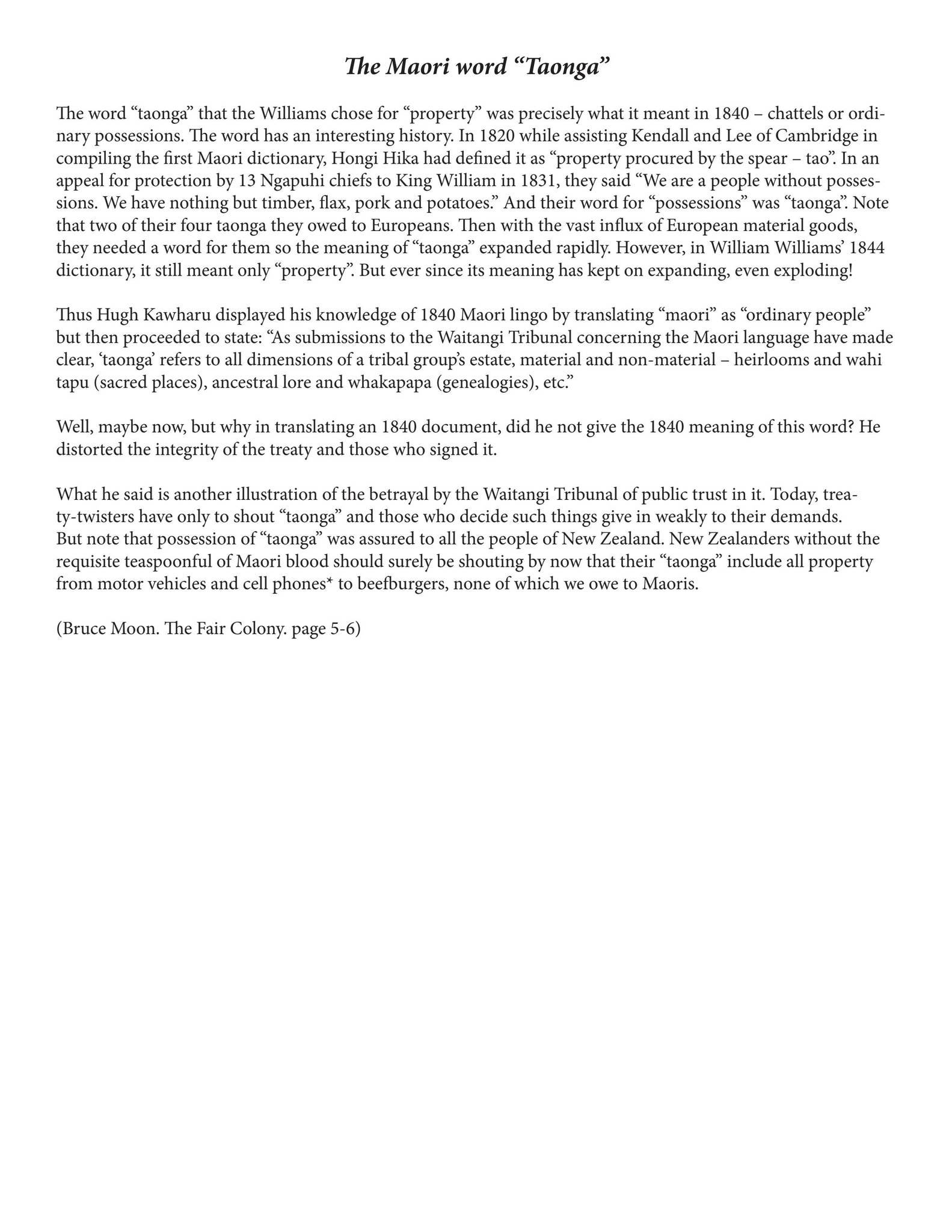 The Maori word Taonga by Stop Co-governance Publishing - Issuu