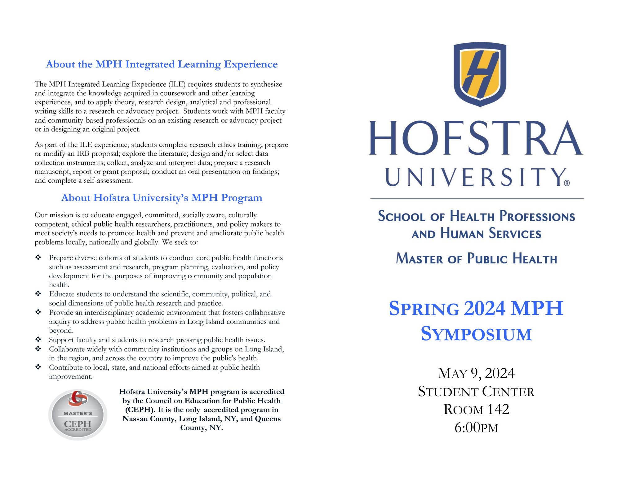 MPH Symposium Brochure May 2024 by Hofstra University - Issuu