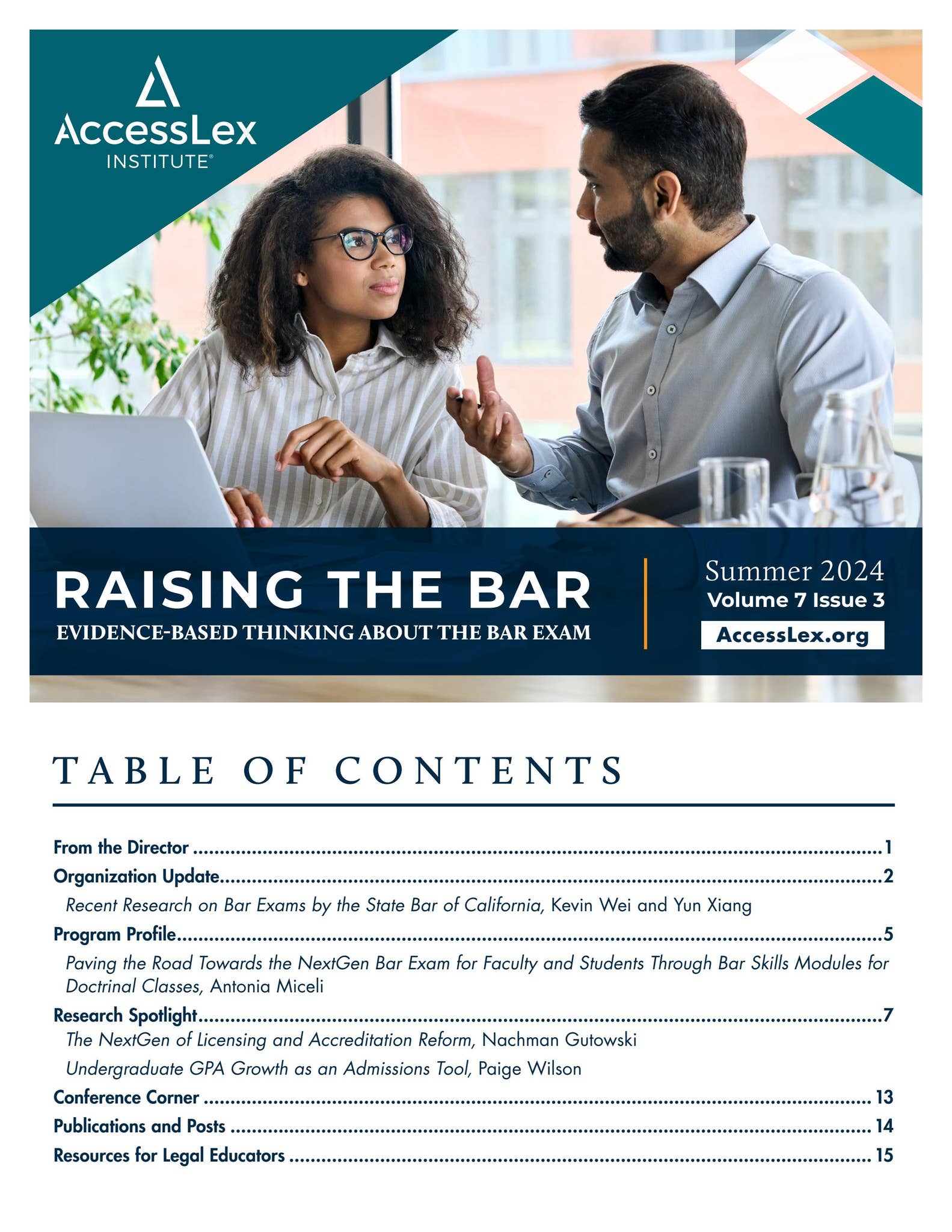 Raising the Bar | Summer 2024 Volume 7 Issue 3 by AccessLex Team - Issuu