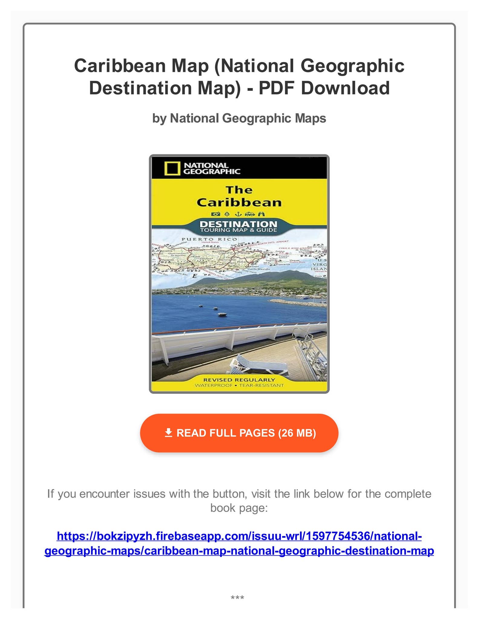 Pdf Free Caribbean Map (National Geographic Destination Map) by ...