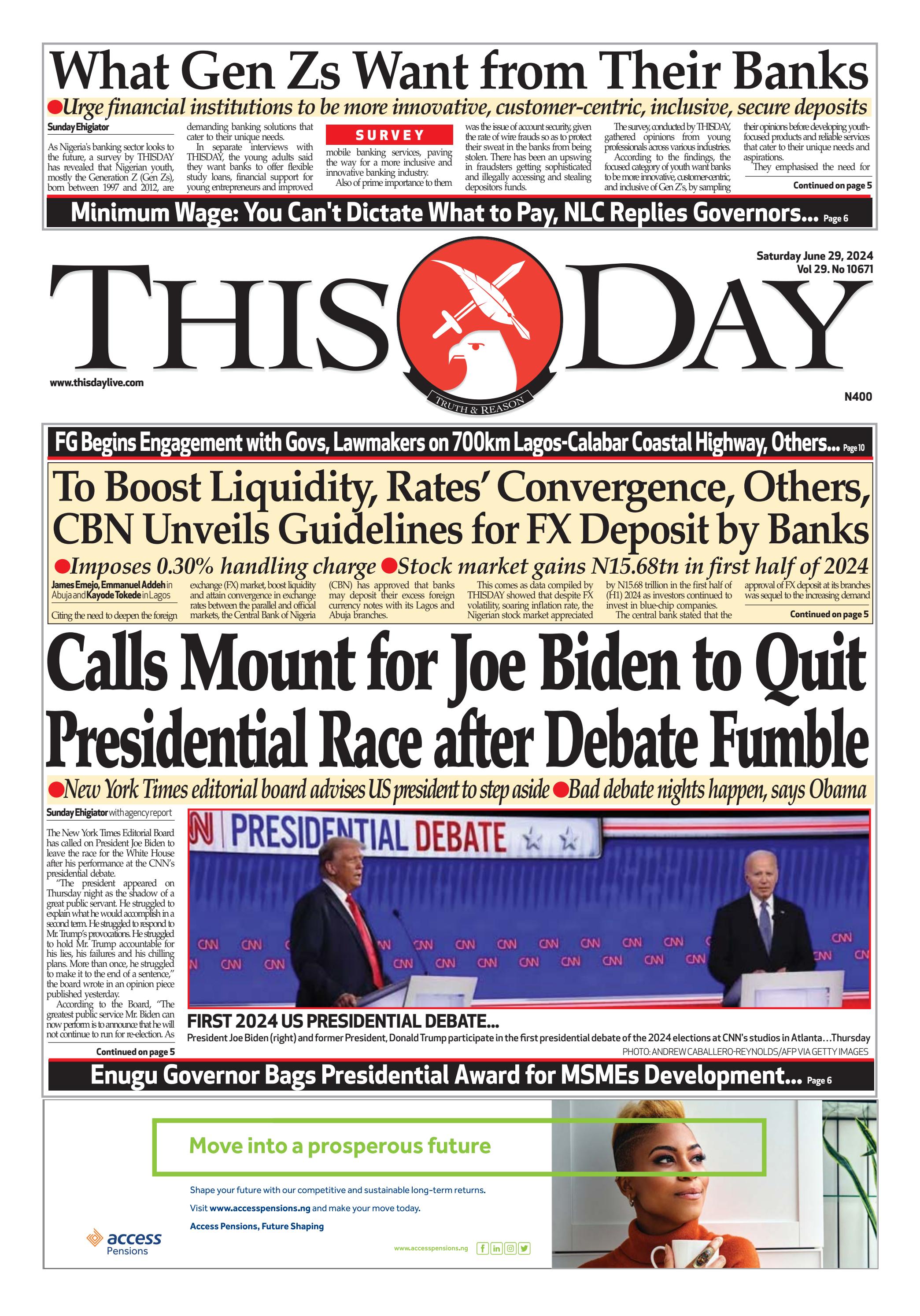 SATURDAY 29TH JUNE 2024 by THISDAY Newspapers Ltd - Issuu