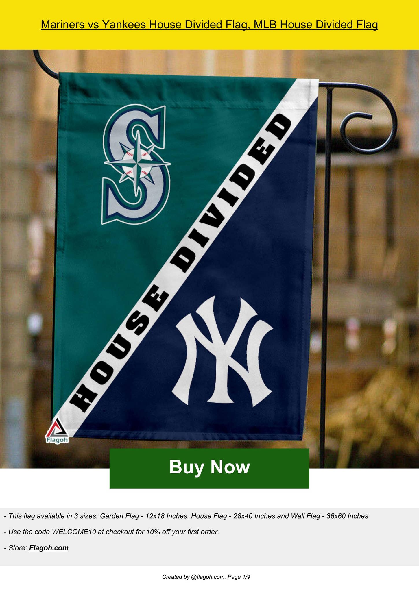 Mariners vs Yankees House Divided Flag, MLB House Divided Flag by ...