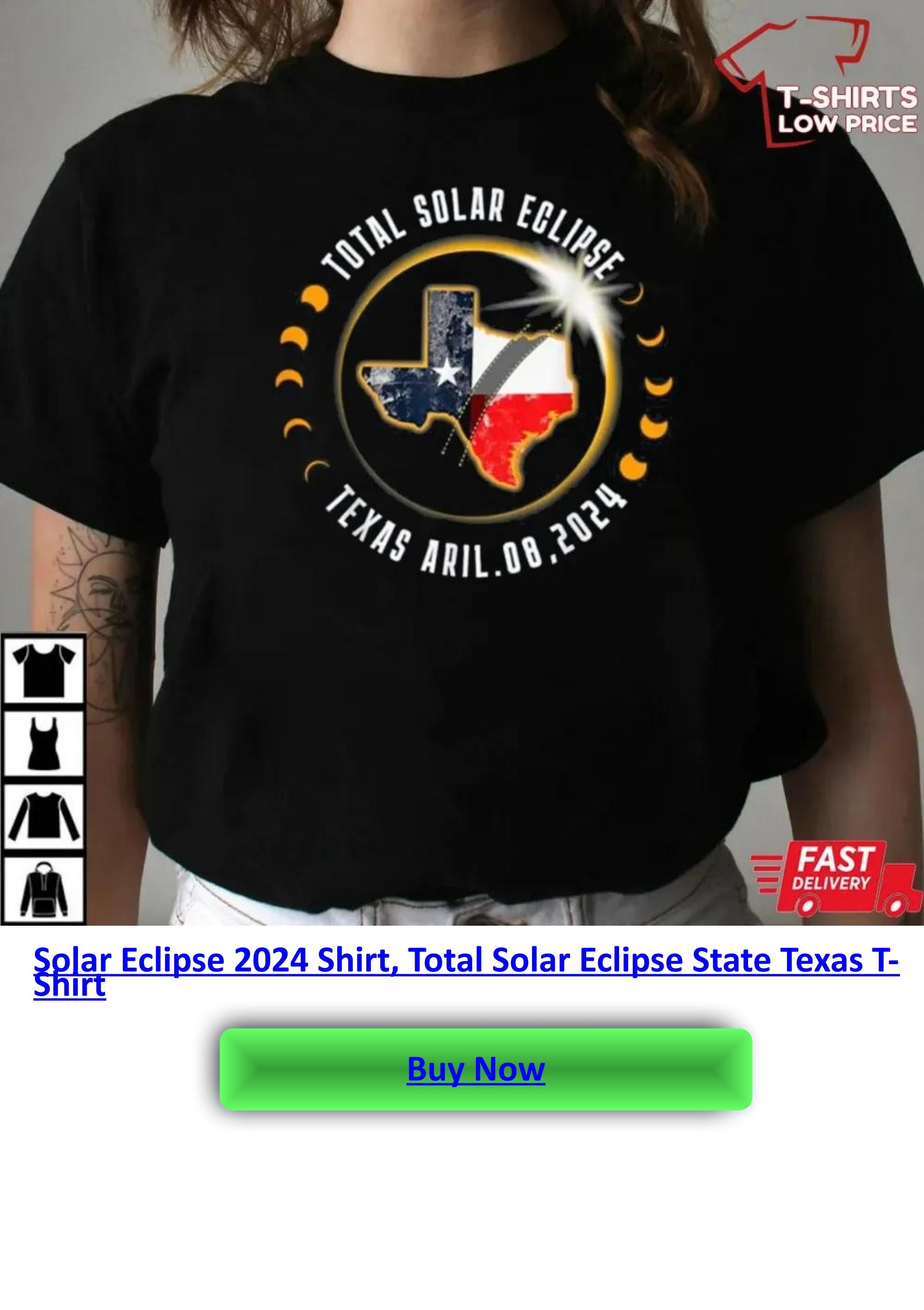Solar Eclipse 2024 Shirt, Total Solar Eclipse State Texas T-Shirt by ...
