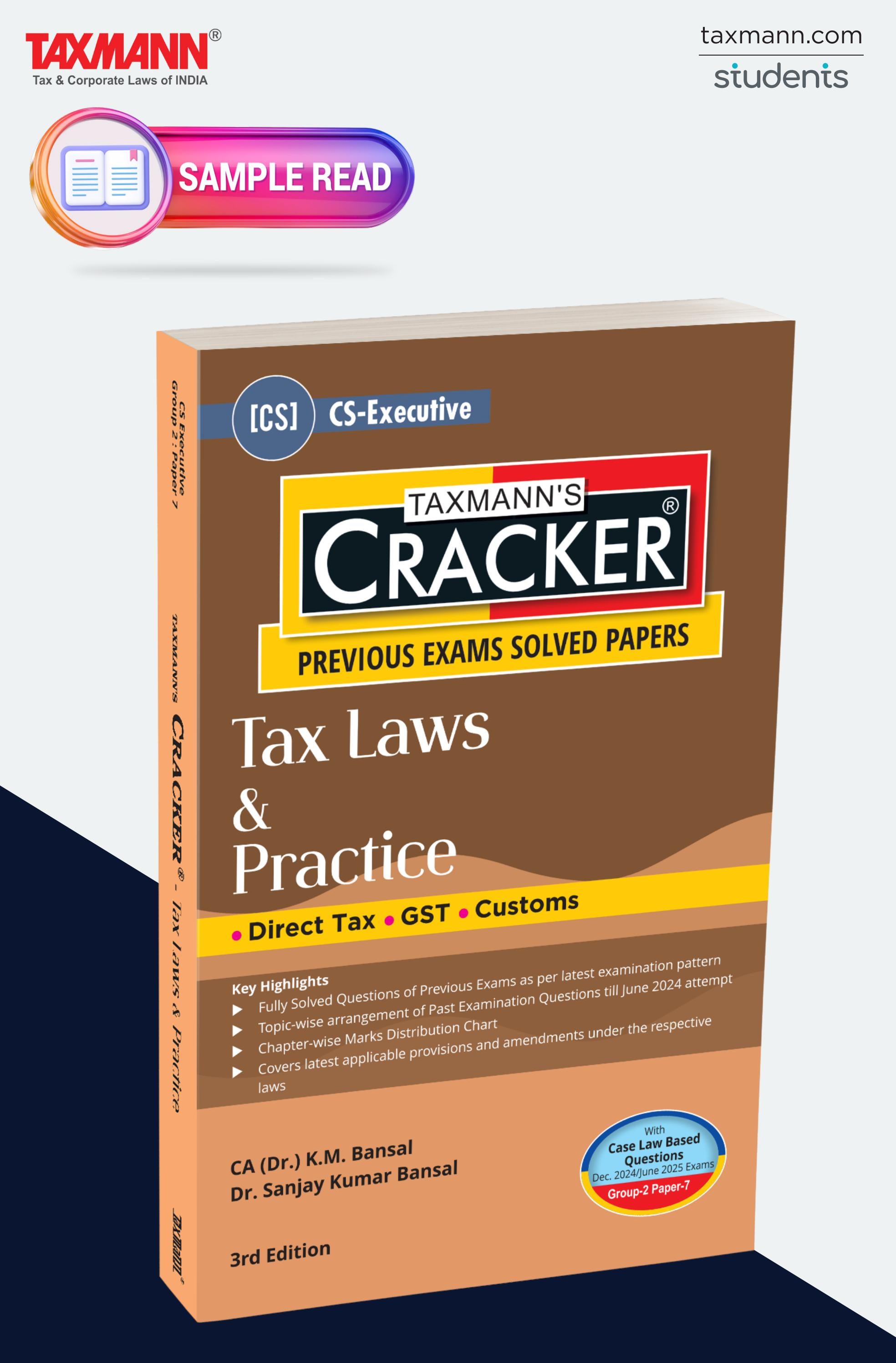 Taxmann's Tax Laws & Practice (Tax) | CRACKER | AY 2024-25 by Taxmann ...