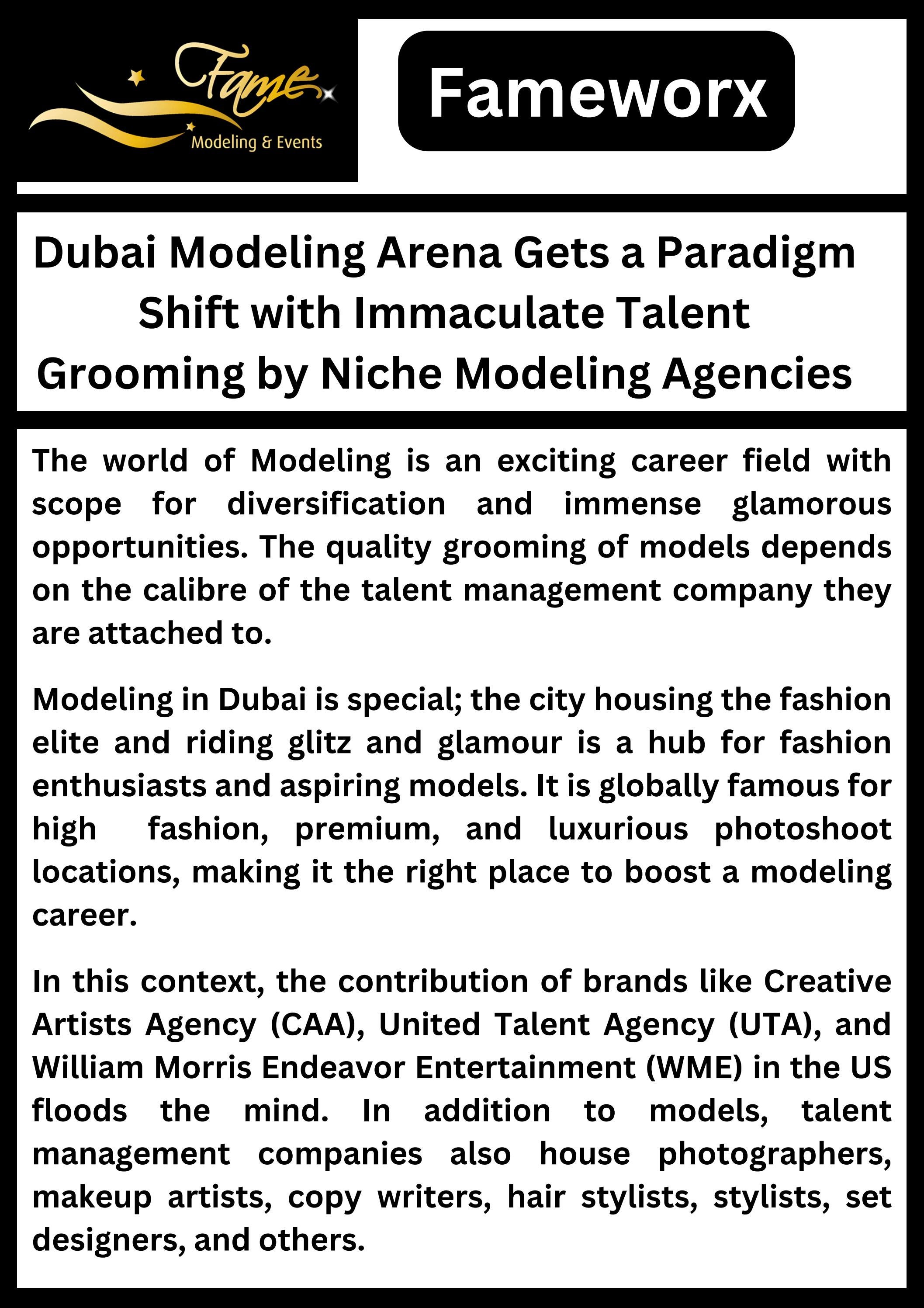 Dubai Modeling Arena Gets a Paradigm Shift with Immaculate Talent ...