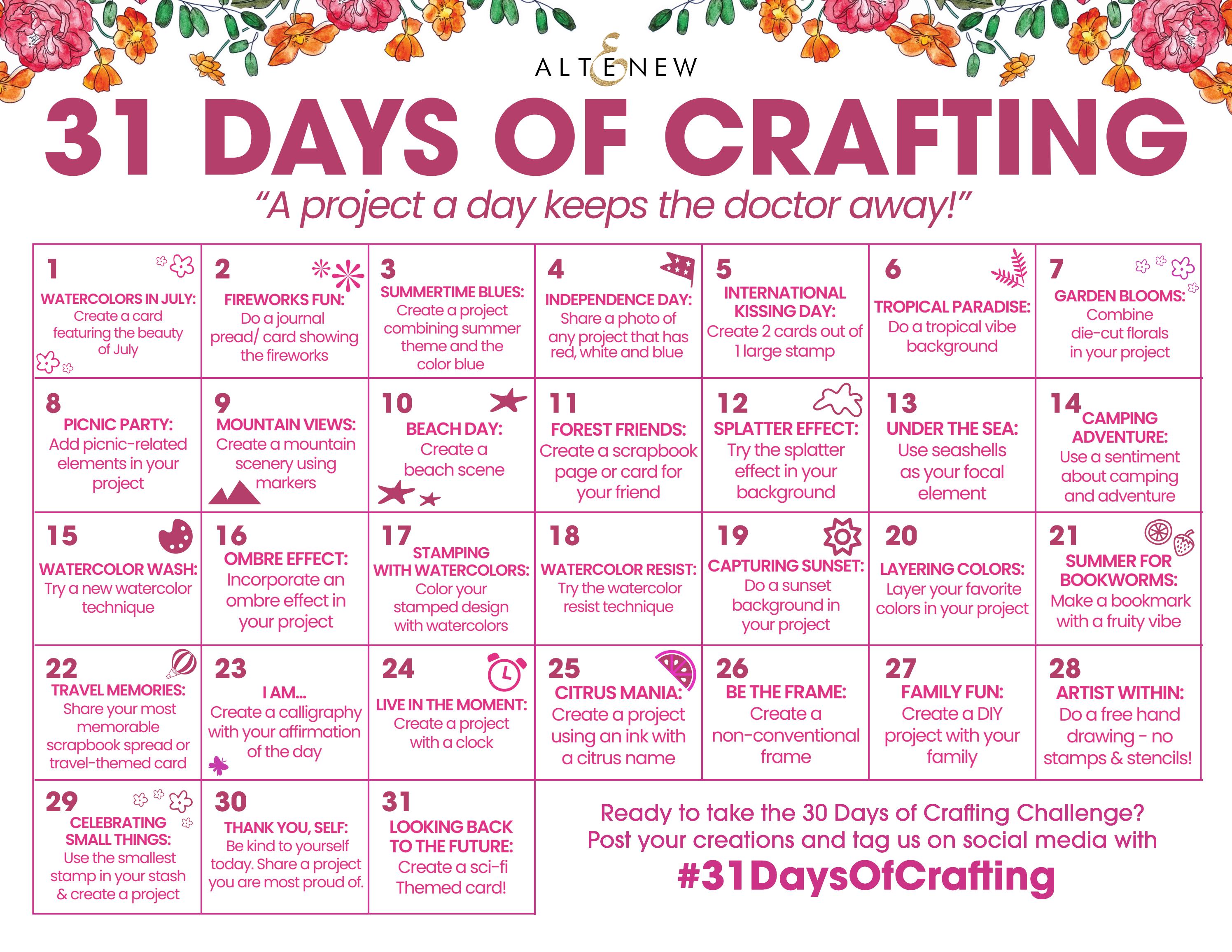 July 2024_Altenew 31 Days of Crafting Calendar by Altenew - Issuu