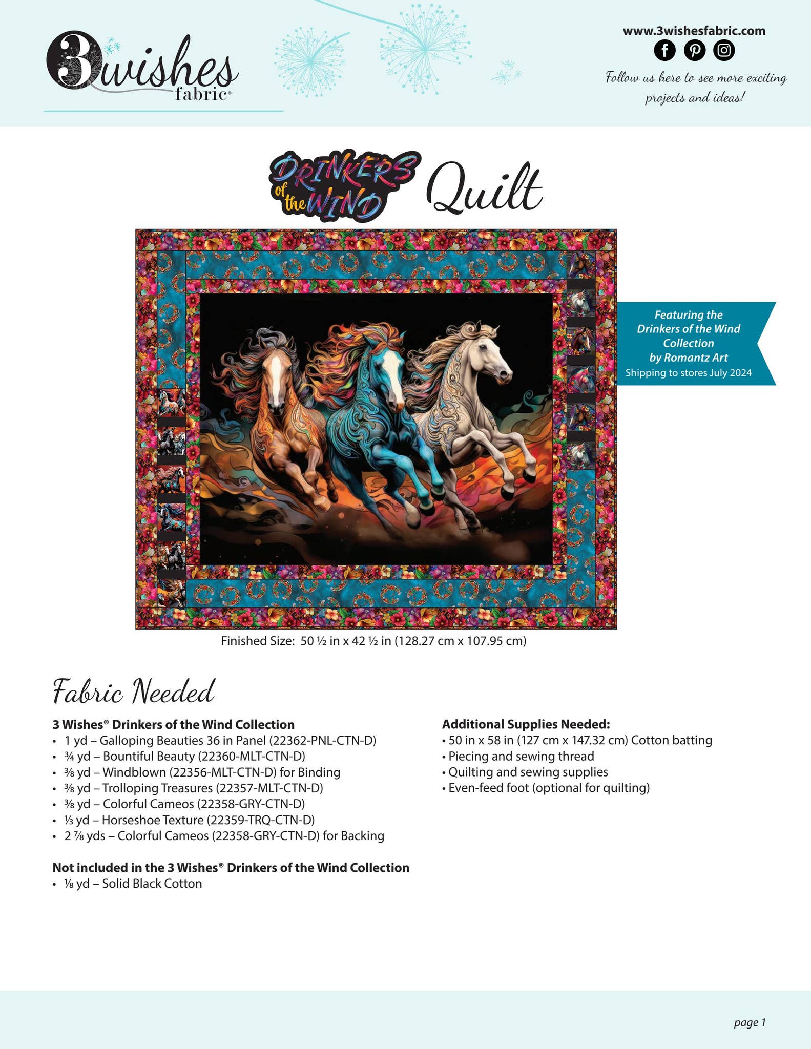 3 Wishes - Drinkers of the Wind Quilt Free Pattern by EE Schenck ...