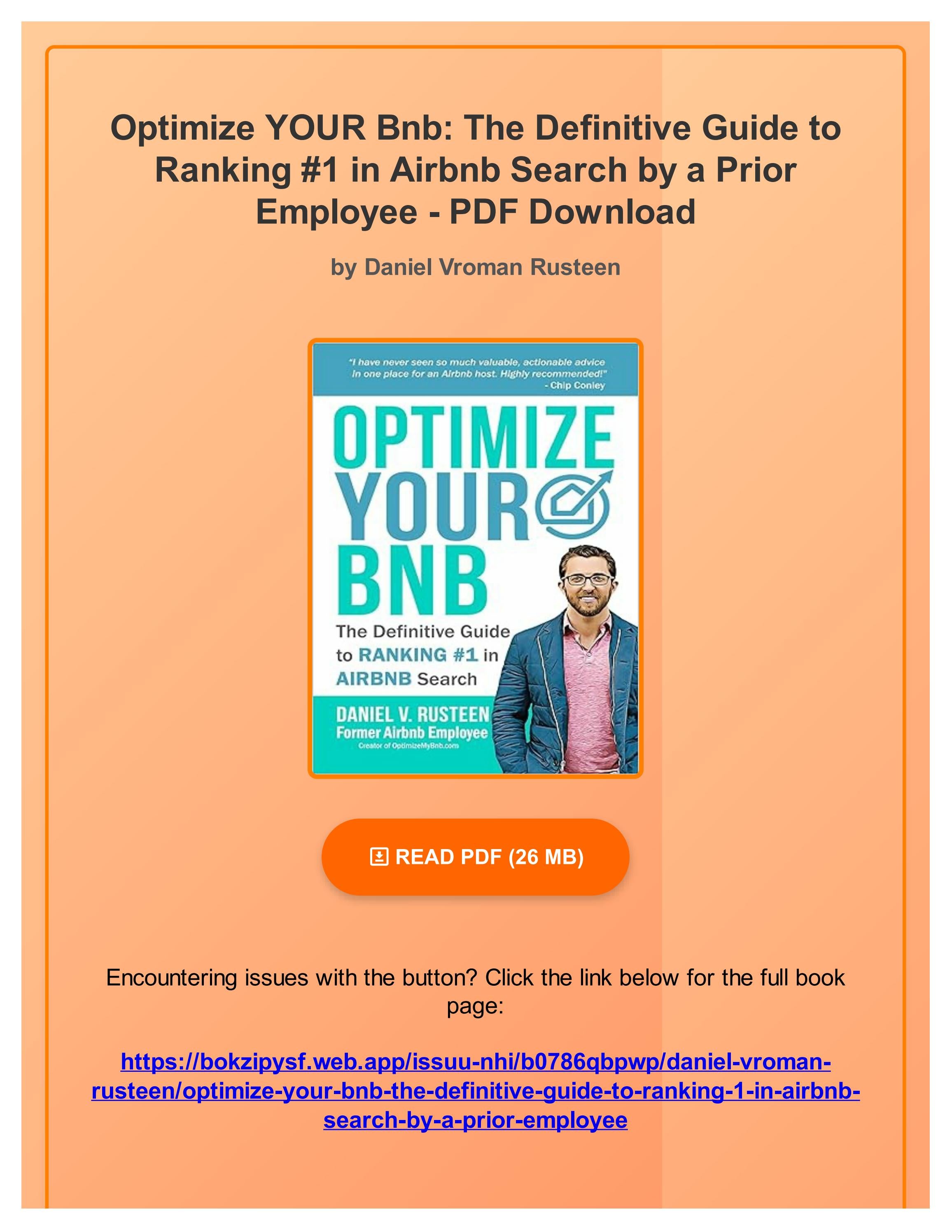 Ebook Optimize YOUR Bnb: The Definitive Guide to Ranking #1 in Airbnb ... Ebook Optimize YOUR Bnb: The Definitive Guide to Ranking #1 in Airbnb ...