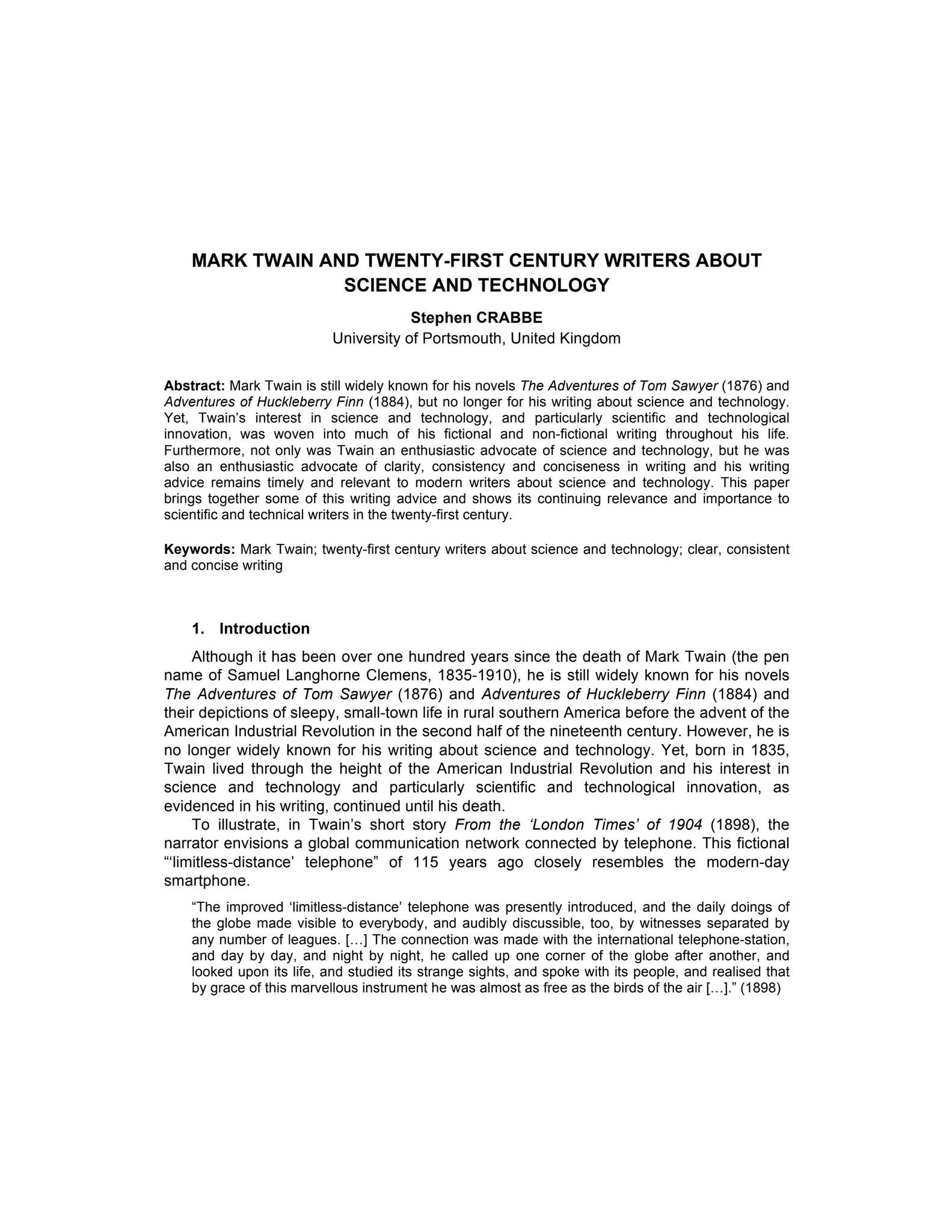 Mark Twain on Science and Technology by demandside - Issuu